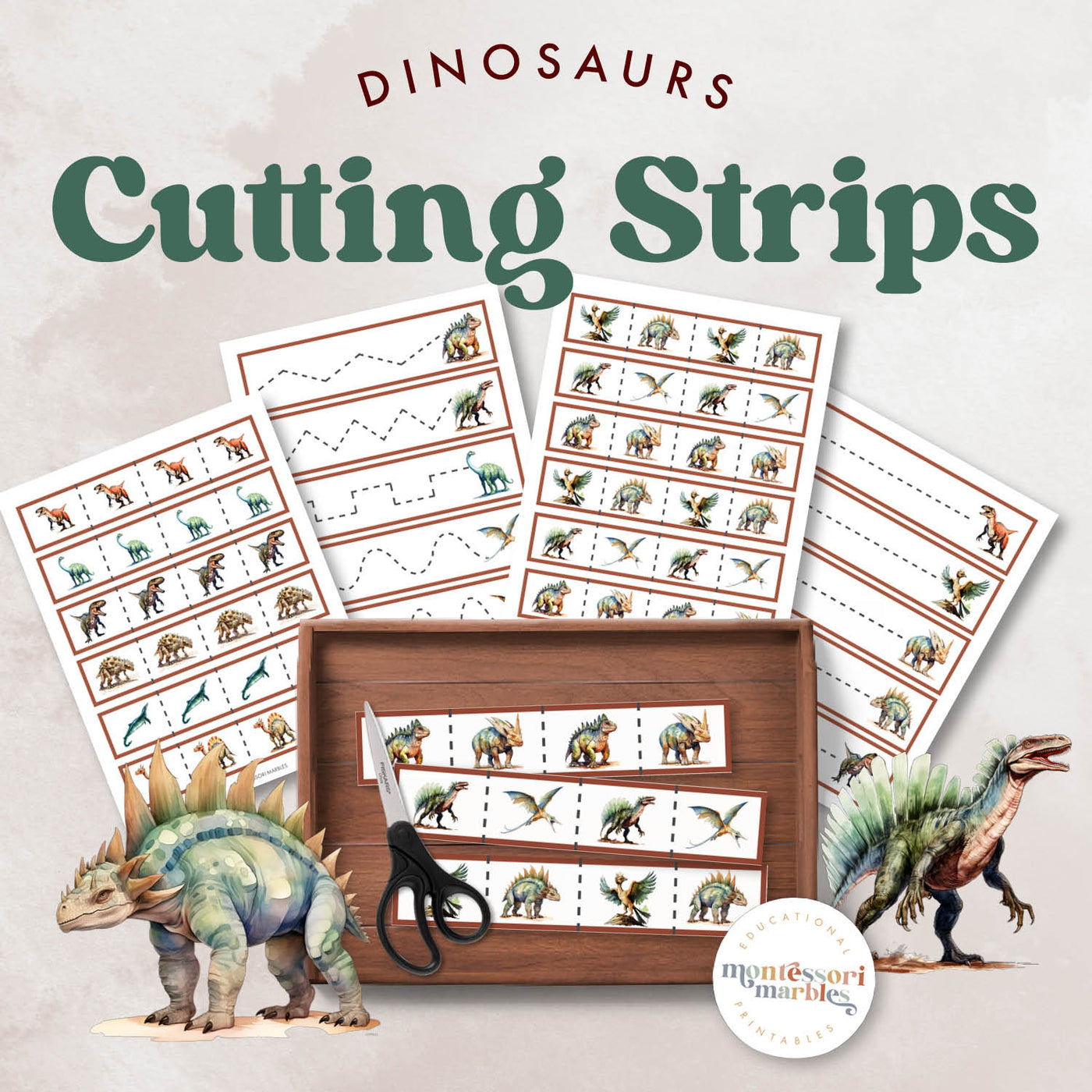 Dinosaur Cutting Strips | Scissor Practice Fine Motor Skills Ages 2-5 ...