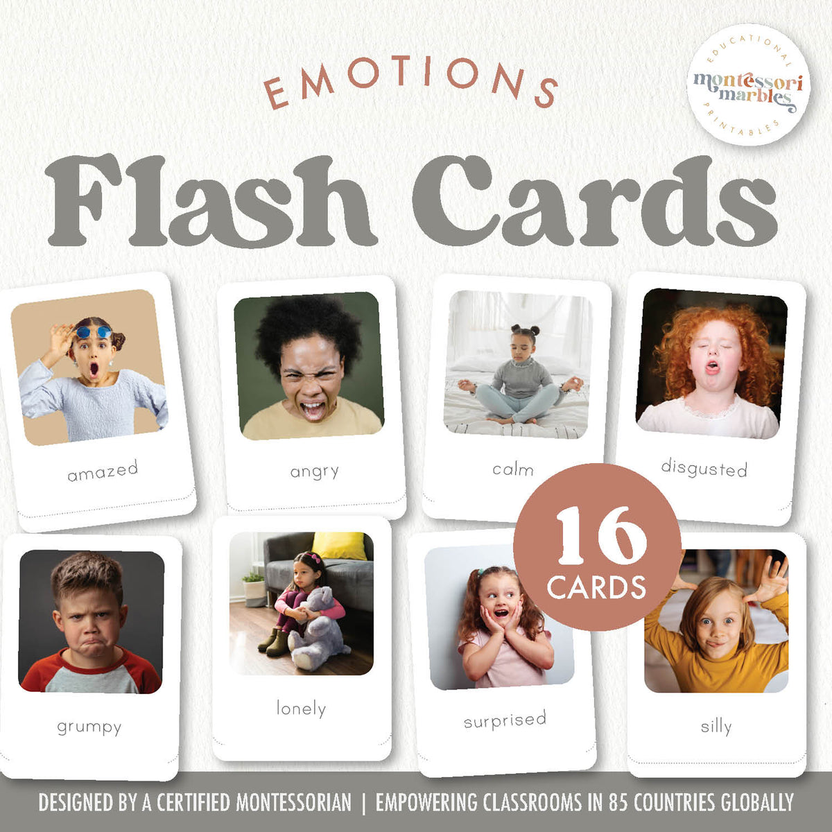 Emotions Flash Cards with Real Pictures | Montessori Printable ...