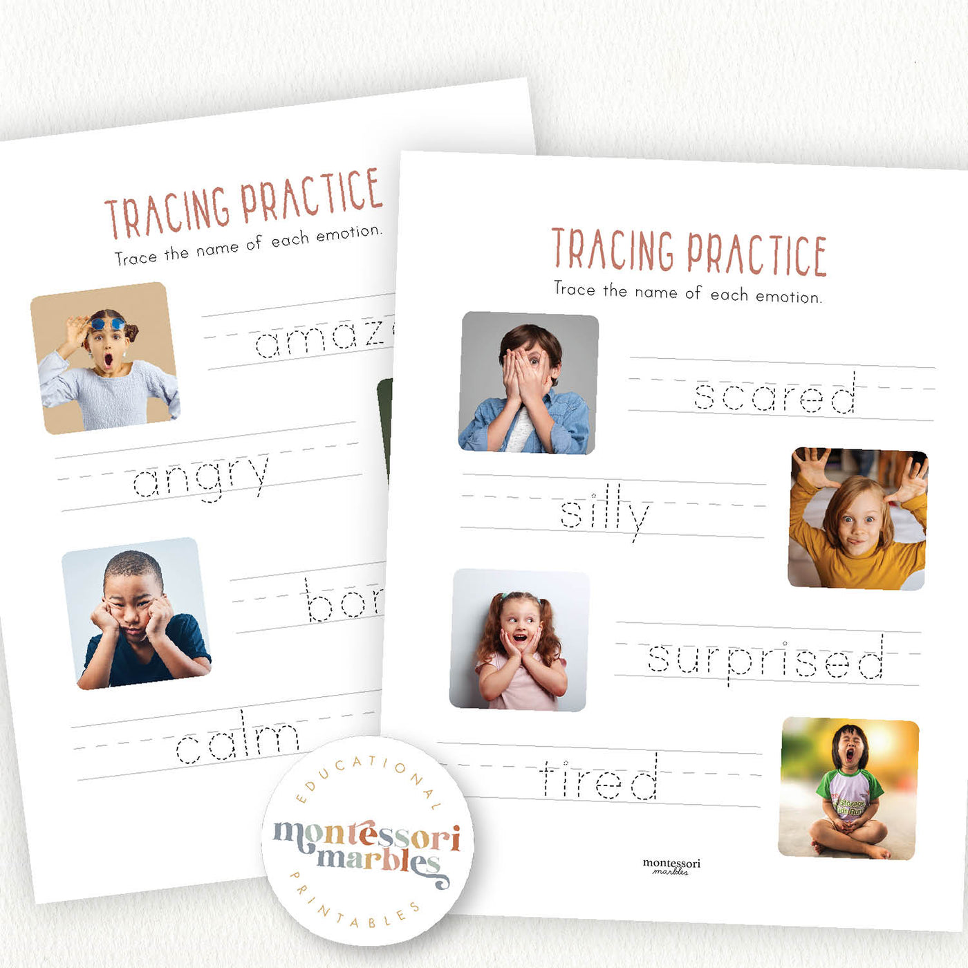 Emotions Tracing Pages | Feelings Handwriting Practice Ages 4-6 PDF ...