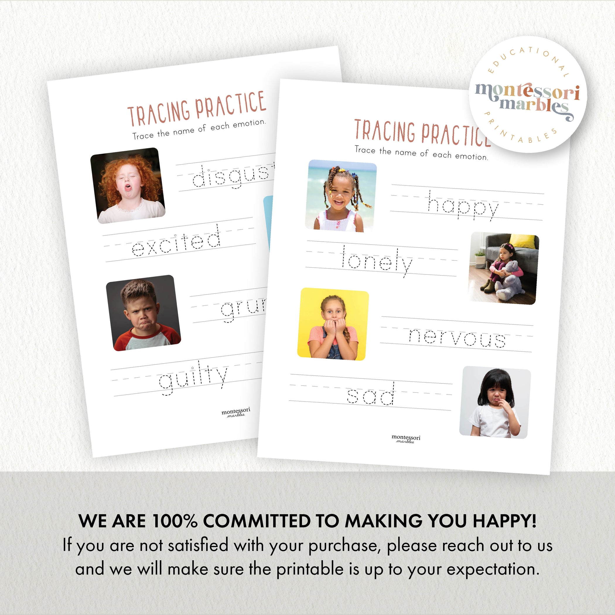 Emotions Tracing Pages | Feelings Handwriting Practice Ages 4-6 PDF ...