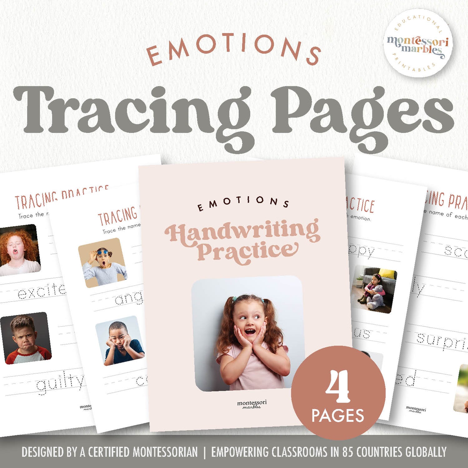 Emotions Tracing Pages | Feelings Handwriting Practice Ages 4-6 PDF ...