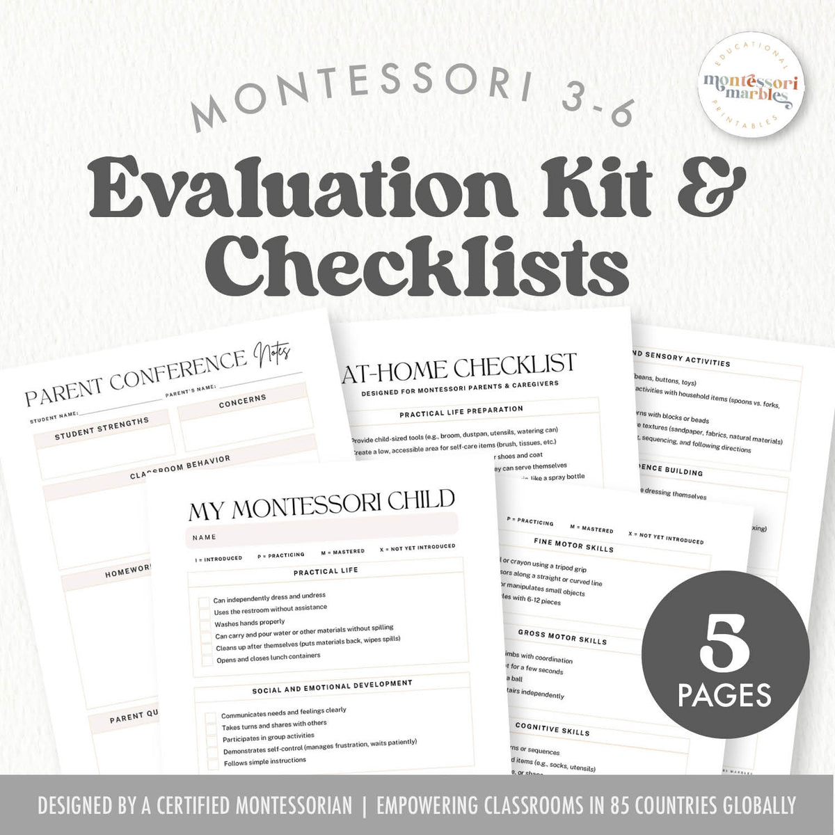 Montessori Student Evaluation Kit Ages 3-6 | Progress Reports ...