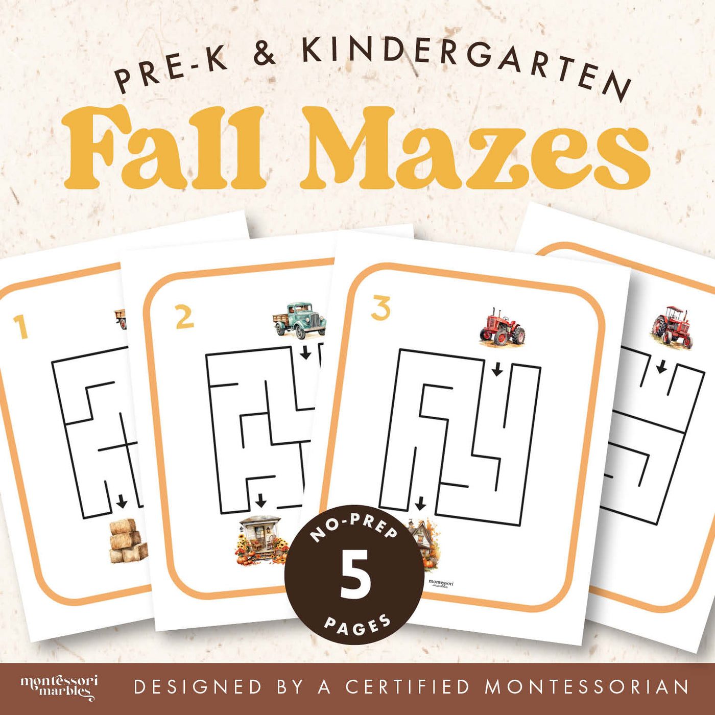 Fall Easy Mazes | 5 Autumn Problem Solving Activities Ages 3-5 Free ...