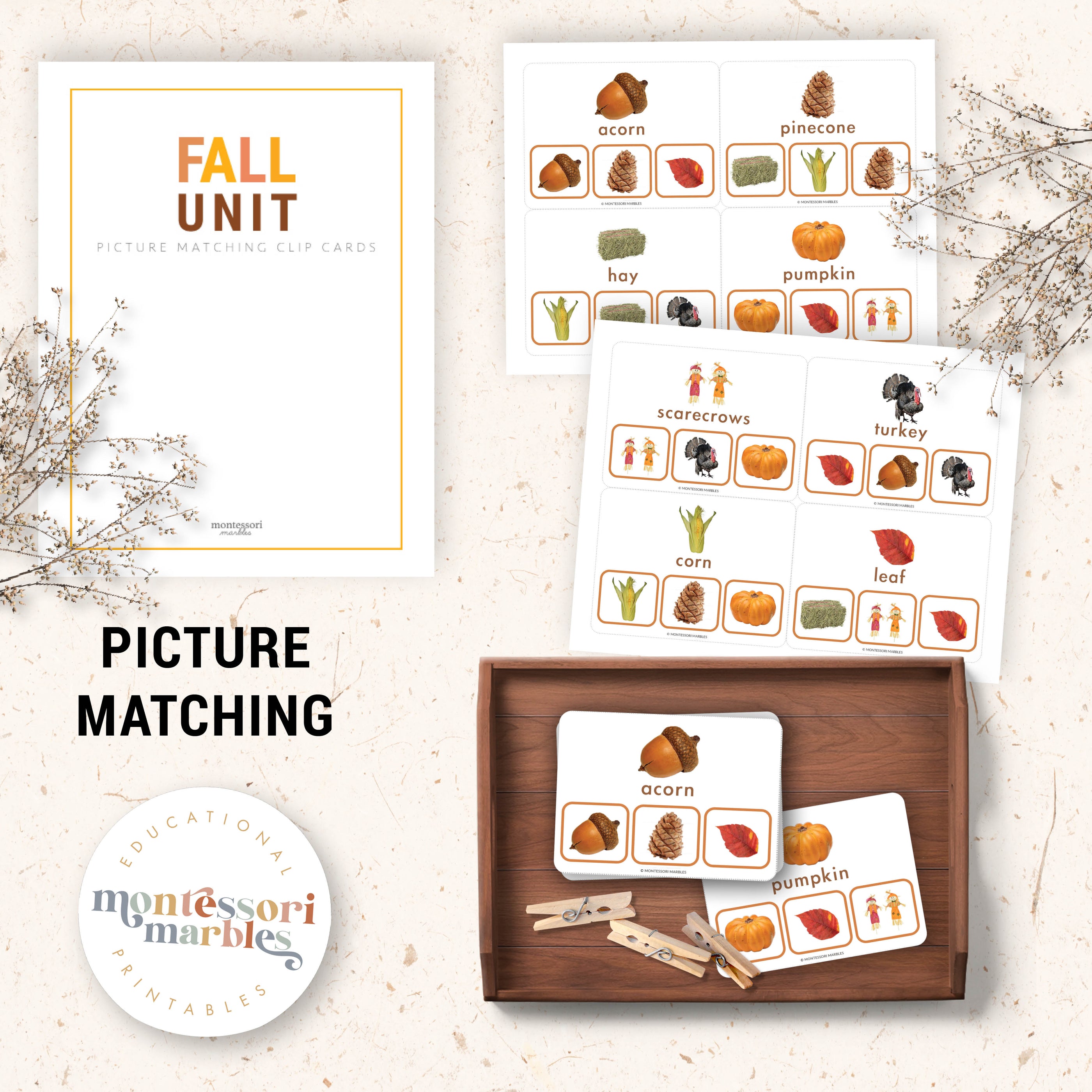 Fall Mini Bundle | 4 Autumn Activities Cutting Matching Ages 2-5 PDF ...