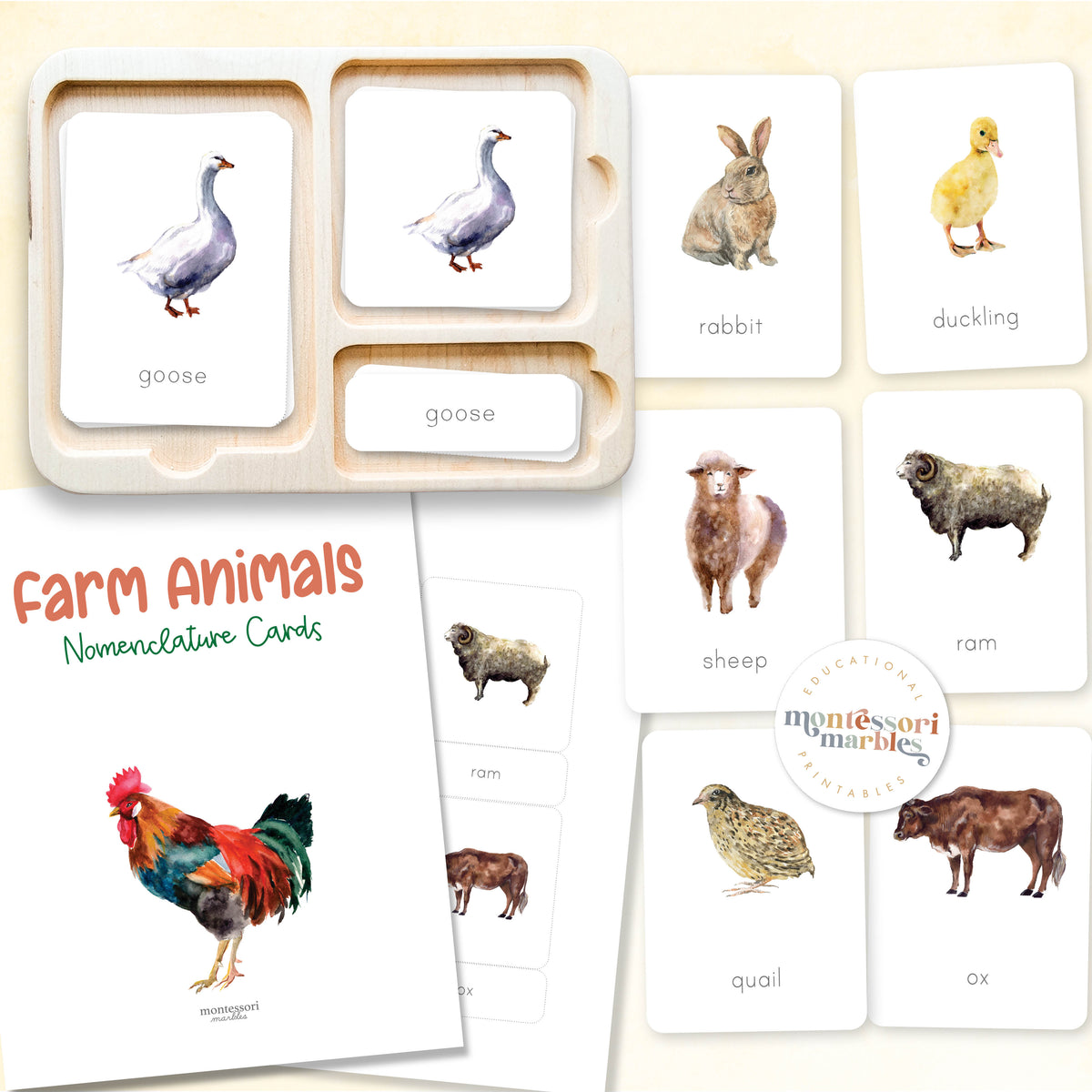 Farm Animals Nomenclature Cards | Montessori Printable Activities ...