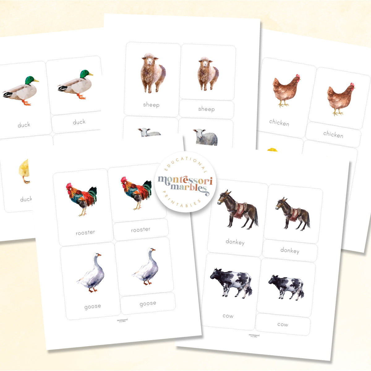 Farm Animals Nomenclature Cards | Montessori Printable Activities ...