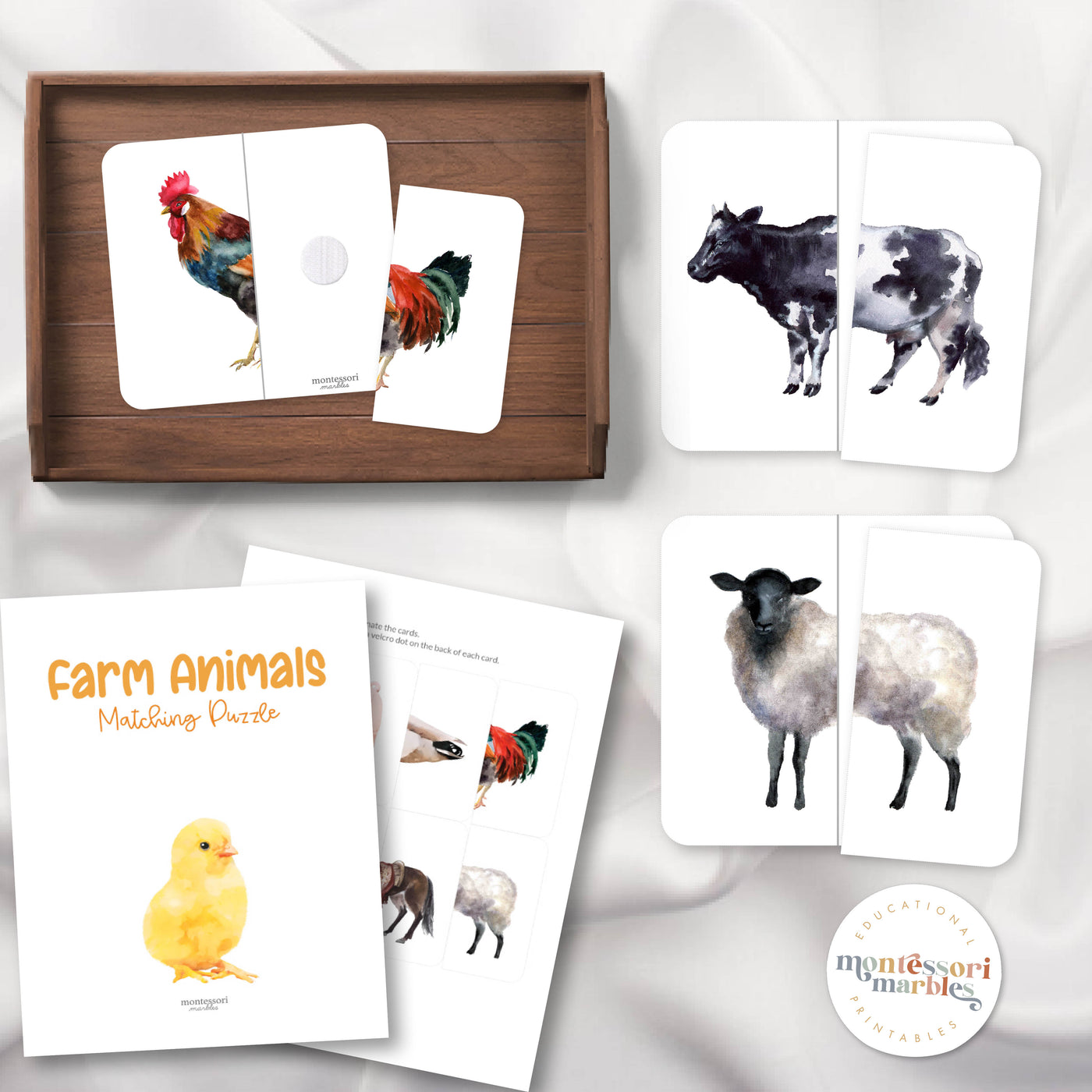 Farm Animals Two-Piece Puzzles | 8 Sets Symmetry Matching Ages 2-5 PDF ...