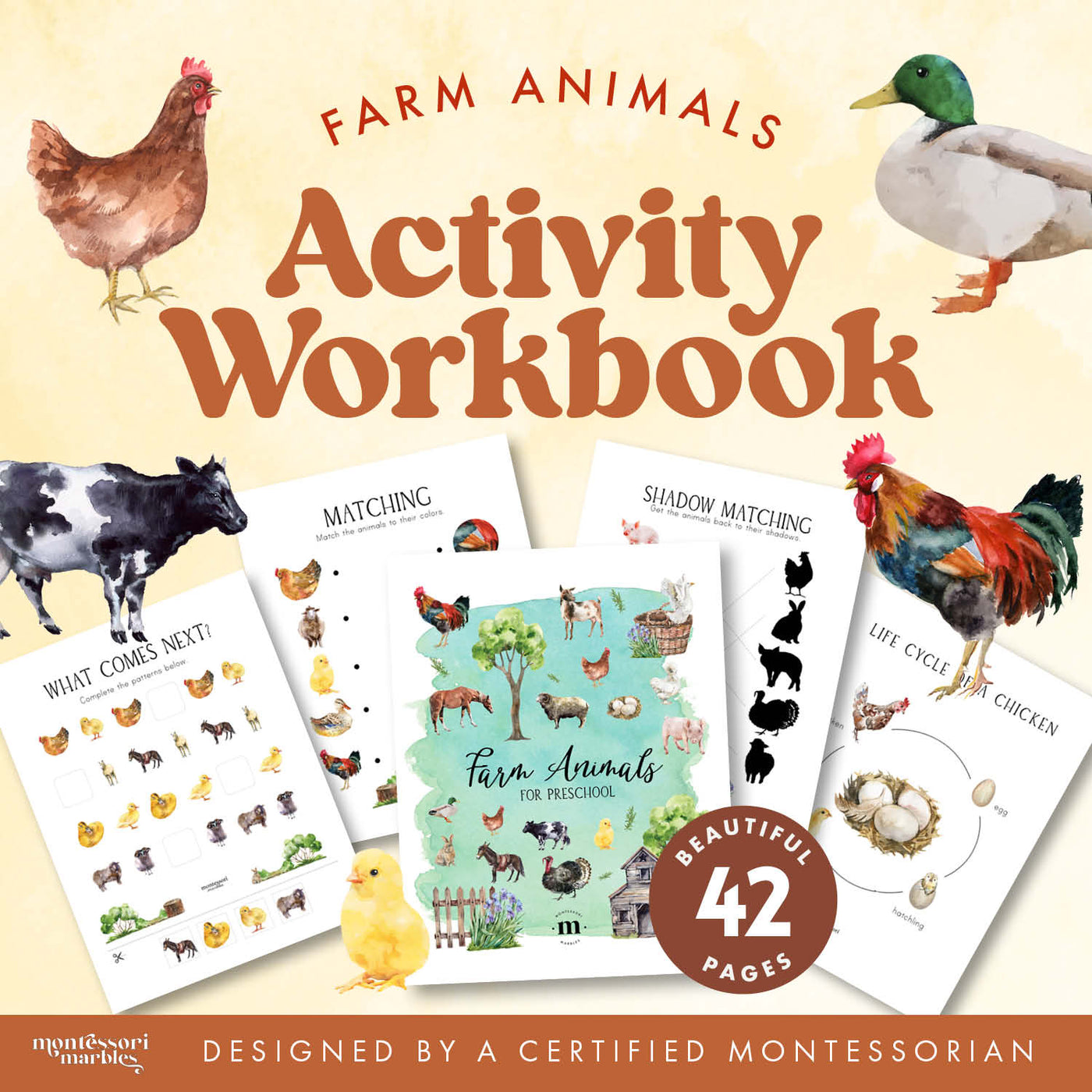 Farm Animals Workbook Bundle | 42 Color Pages PreK Ages 3-5 ...