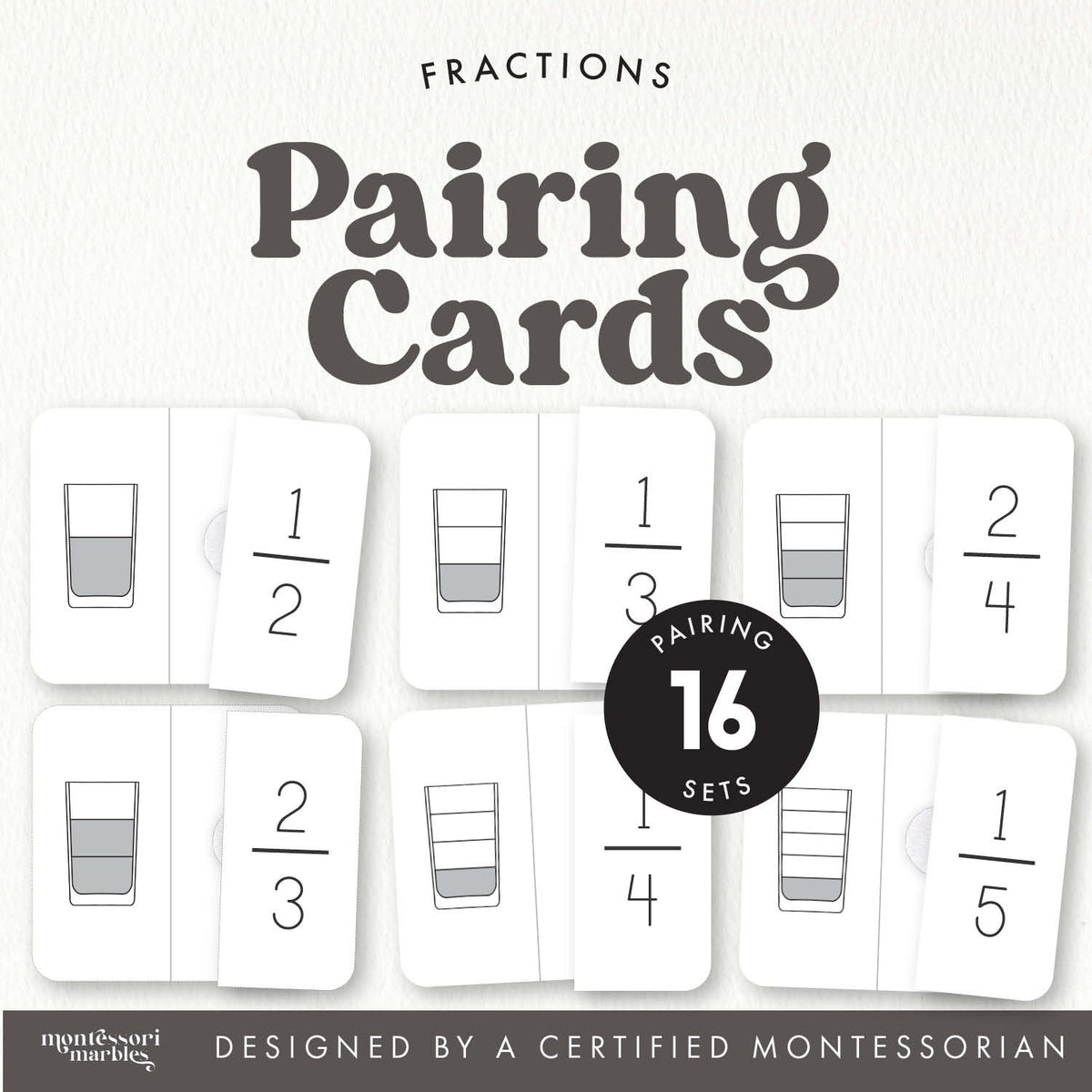 Fractions Pairing Cards | Montessori Math Matching Activity PDF ...