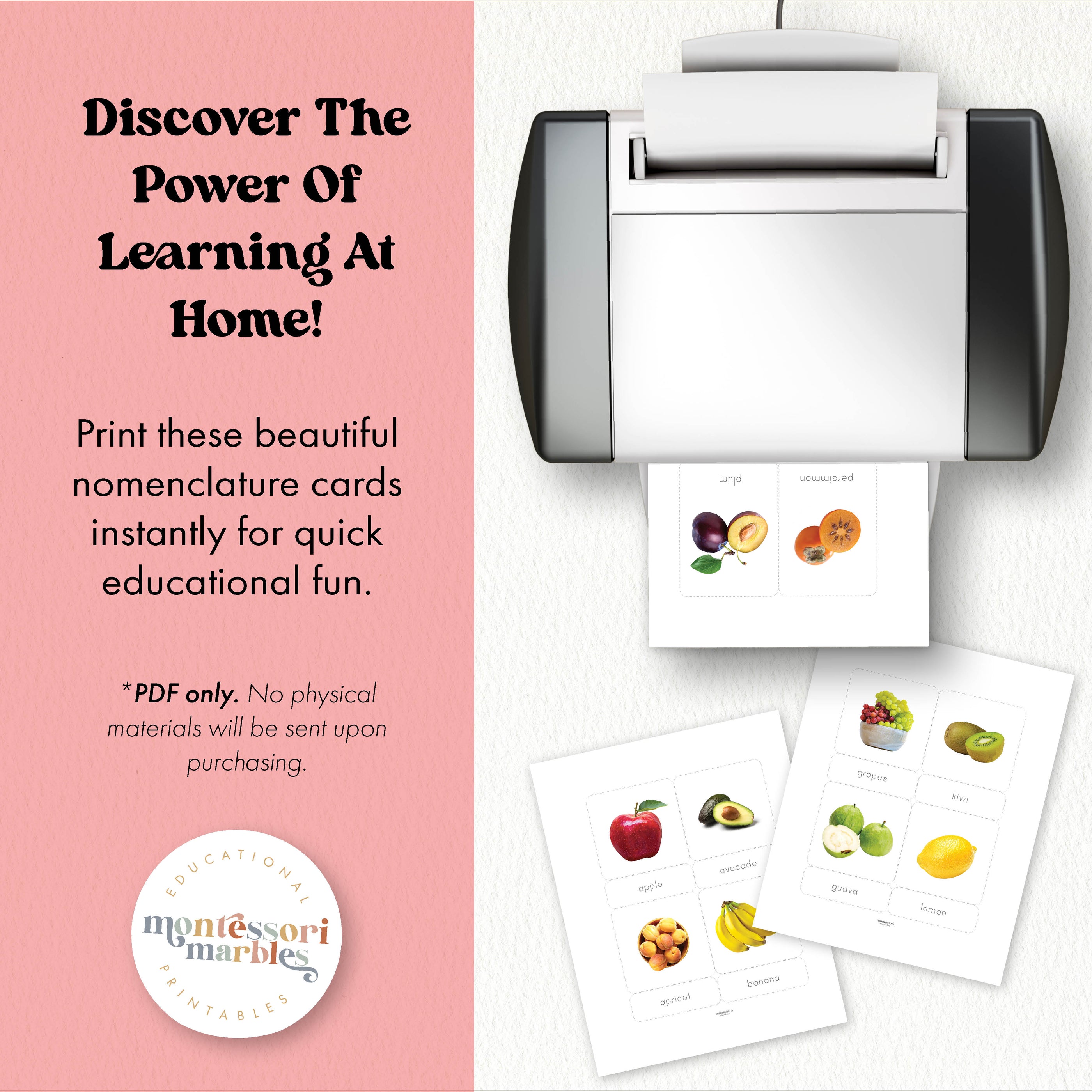 Fruits Nomenclature Cards | 32 3-Part Healthy Food Vocabulary Ages 2-6 ...