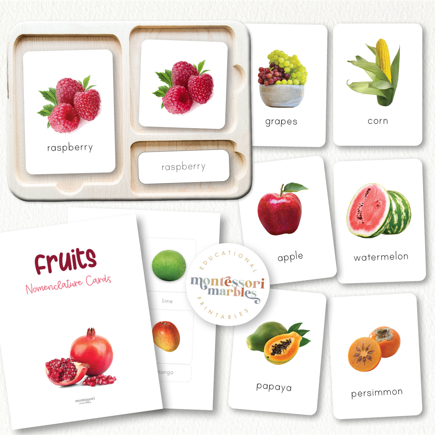 Fruits Nomenclature Cards | 32 3-Part Healthy Food Vocabulary Ages 2-6 ...