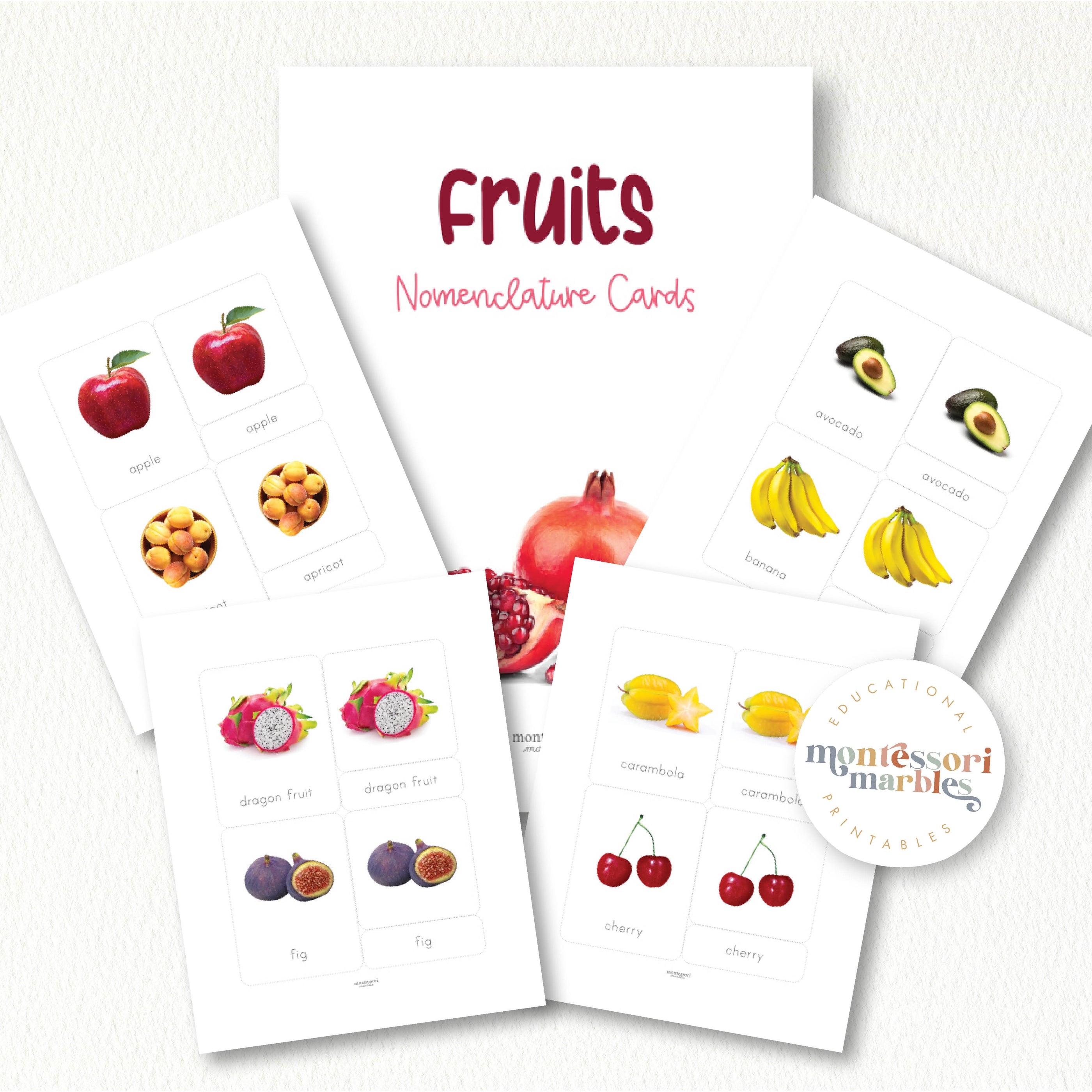 Fruits Flash Cards | Montessori Printable Resources — Montessori Marbles