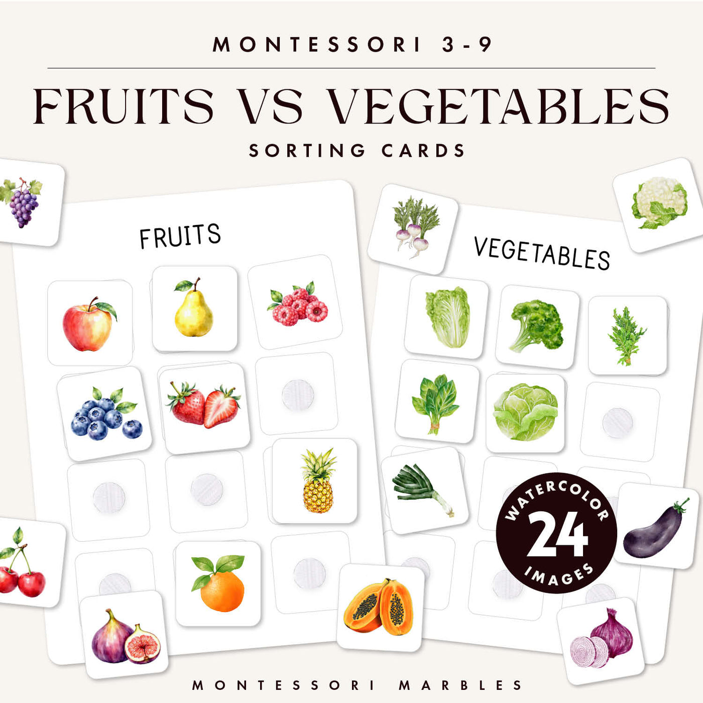 Fruits & Vegetables Sorting Cards | Montessori Botany Ages 3 to 6 ...