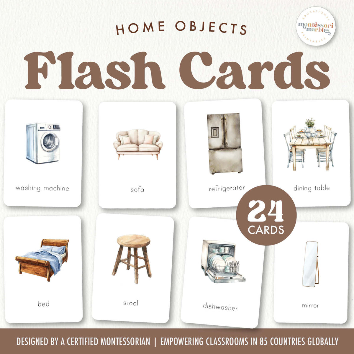 Home Furniture Appliances Flash Cards | 24 Household Objects Ages 2-5 ...