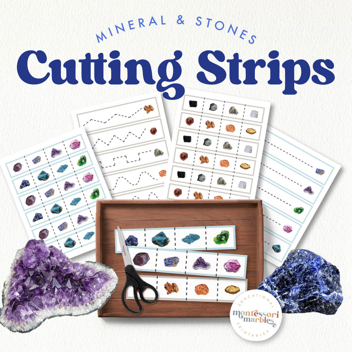 Minerals & Stones Cutting Strips | Scissor Practice Fine Motor Ages 2-5 ...