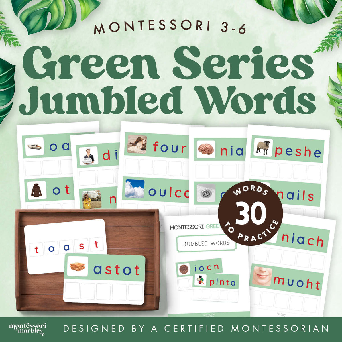 Montessori Green Series Jumbled Words — Montessori Marbles