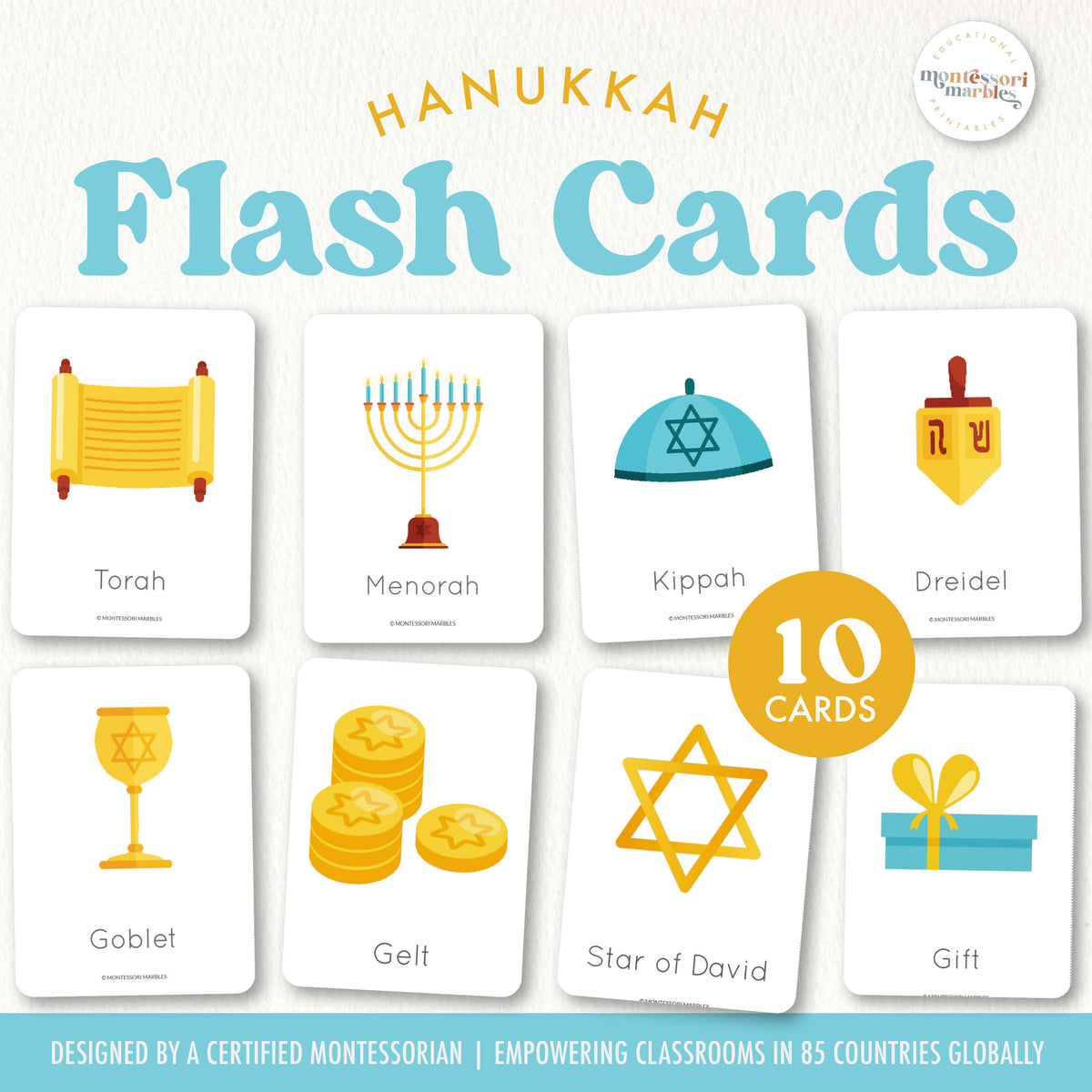 Hanukkah Flash Cards | 10 Jewish Holiday Vocabulary Cards Ages 3-6 PDF ...