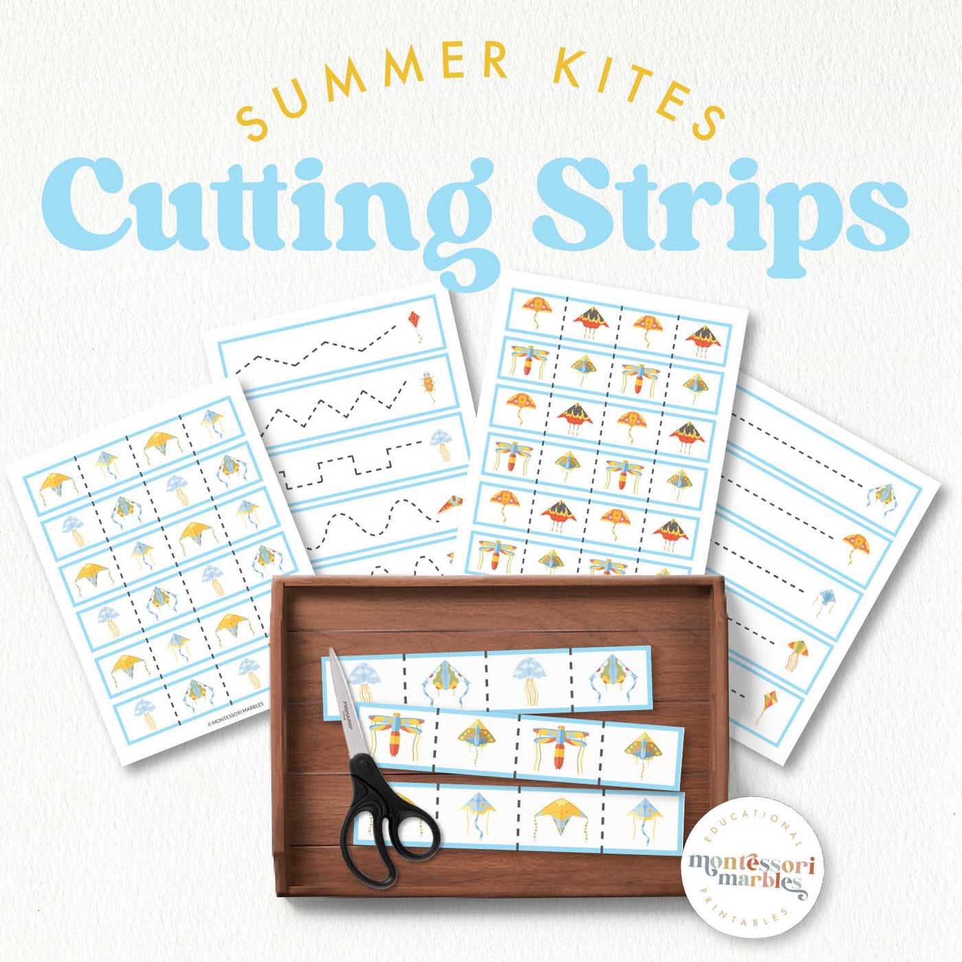 Kites Cutting Strips | Scissor Practice Fine Motor Skills Ages 2-5 PDF ...