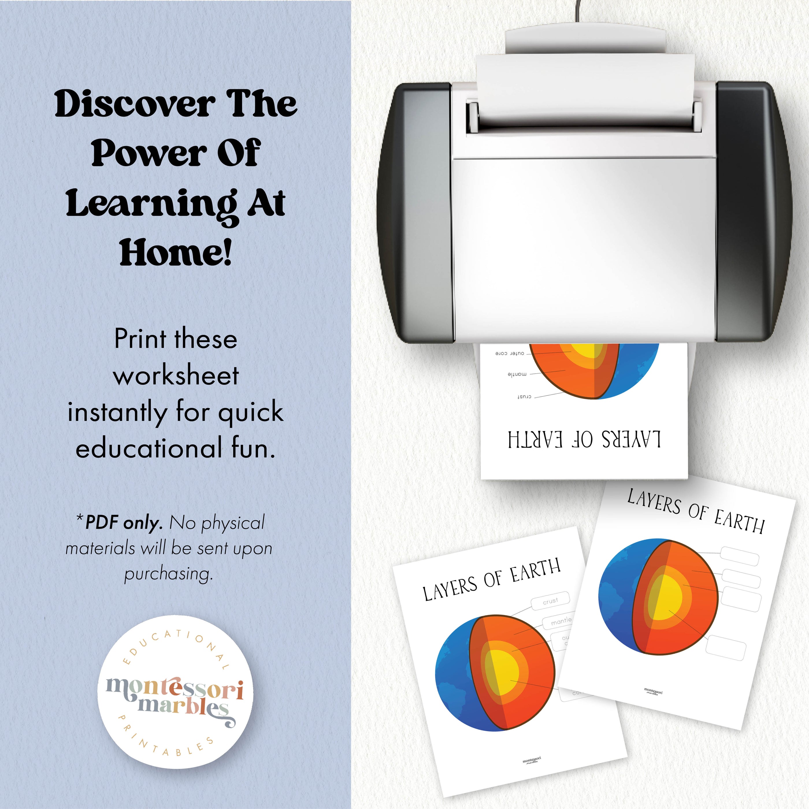 Earth Layers Labeling Worksheet | Montessori Inspired Printable ...