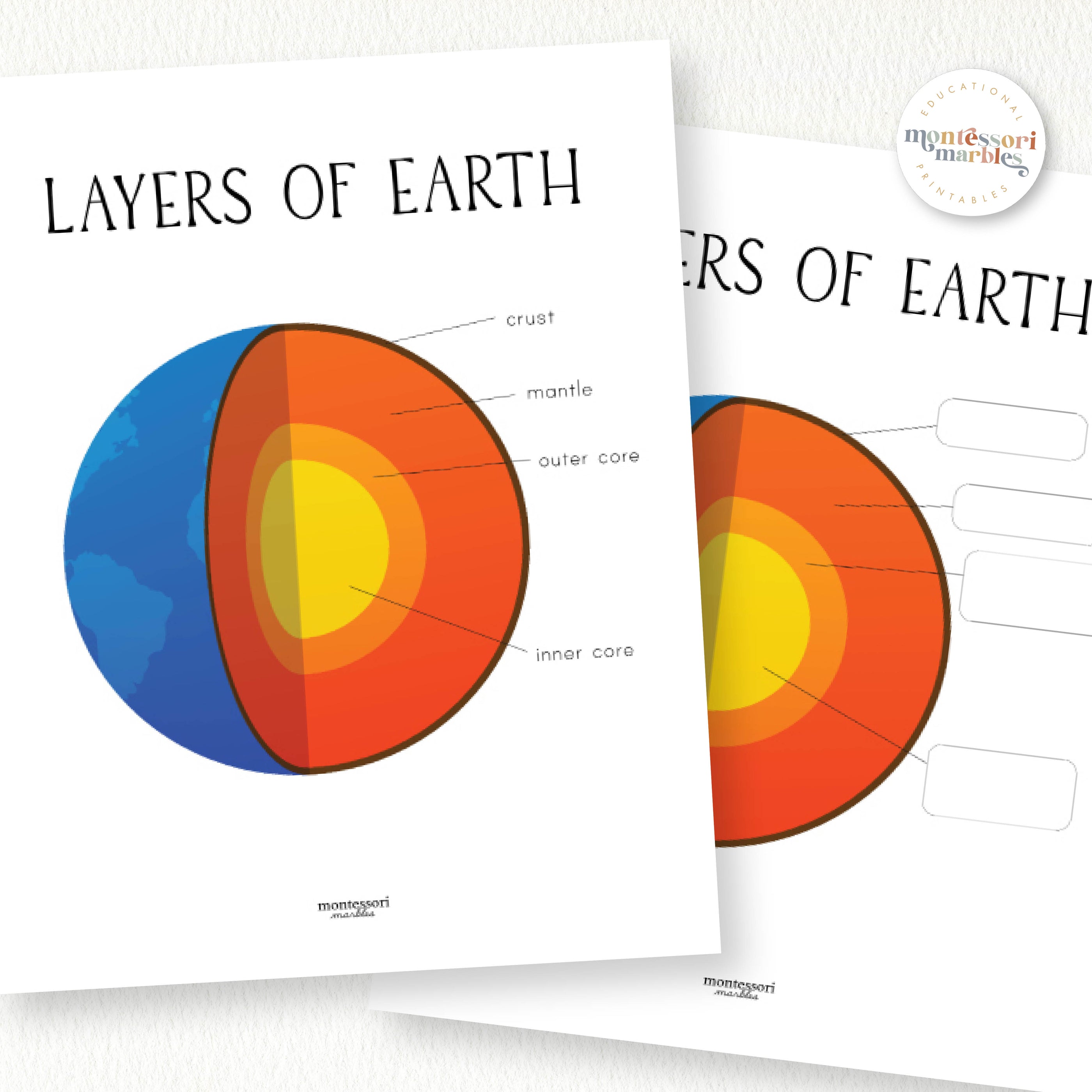Earth Layers Labeling Worksheet | Montessori Inspired Printable ...