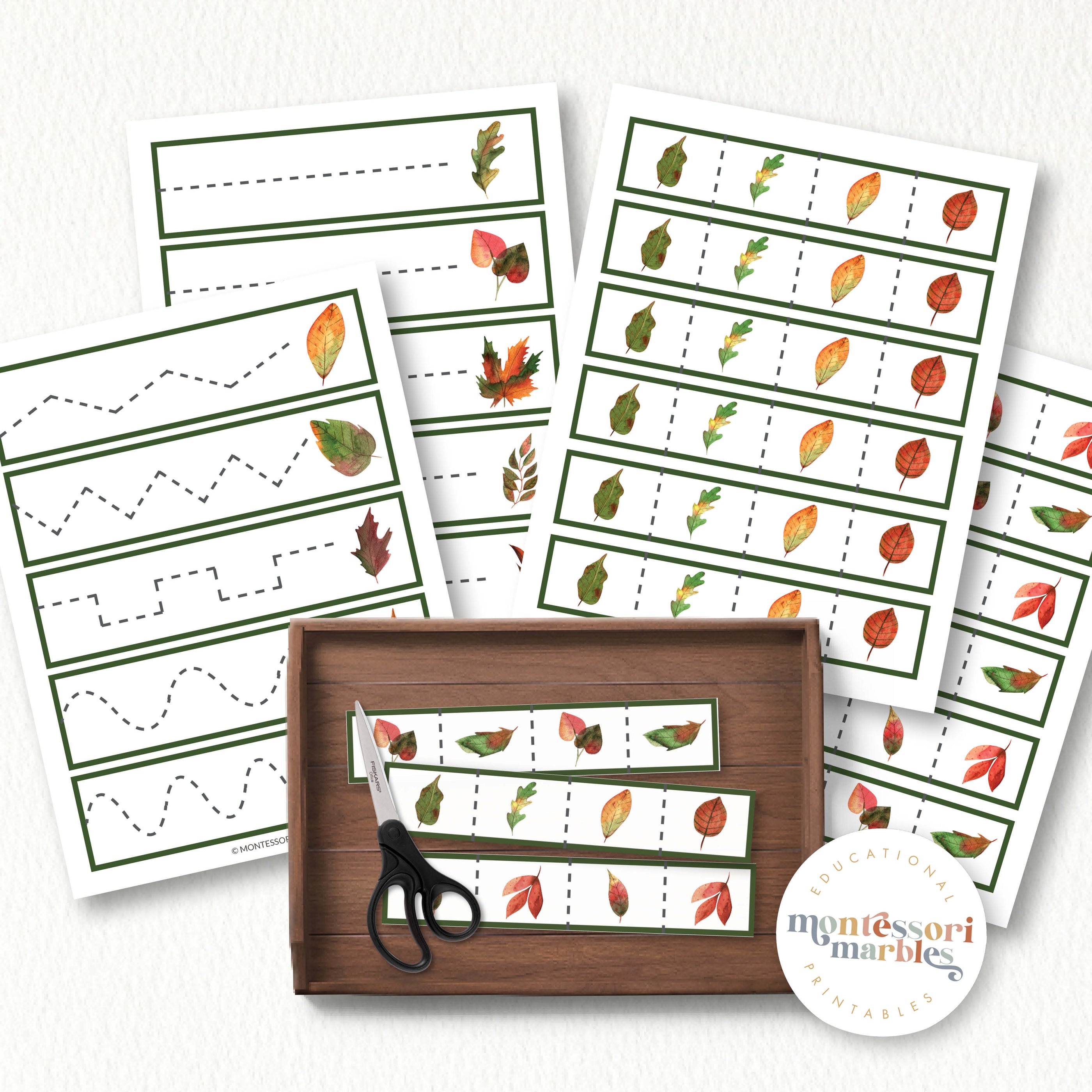 Leaves Cutting Strips | Scissor Practice Fine Motor Skills Ages 2-5 ...