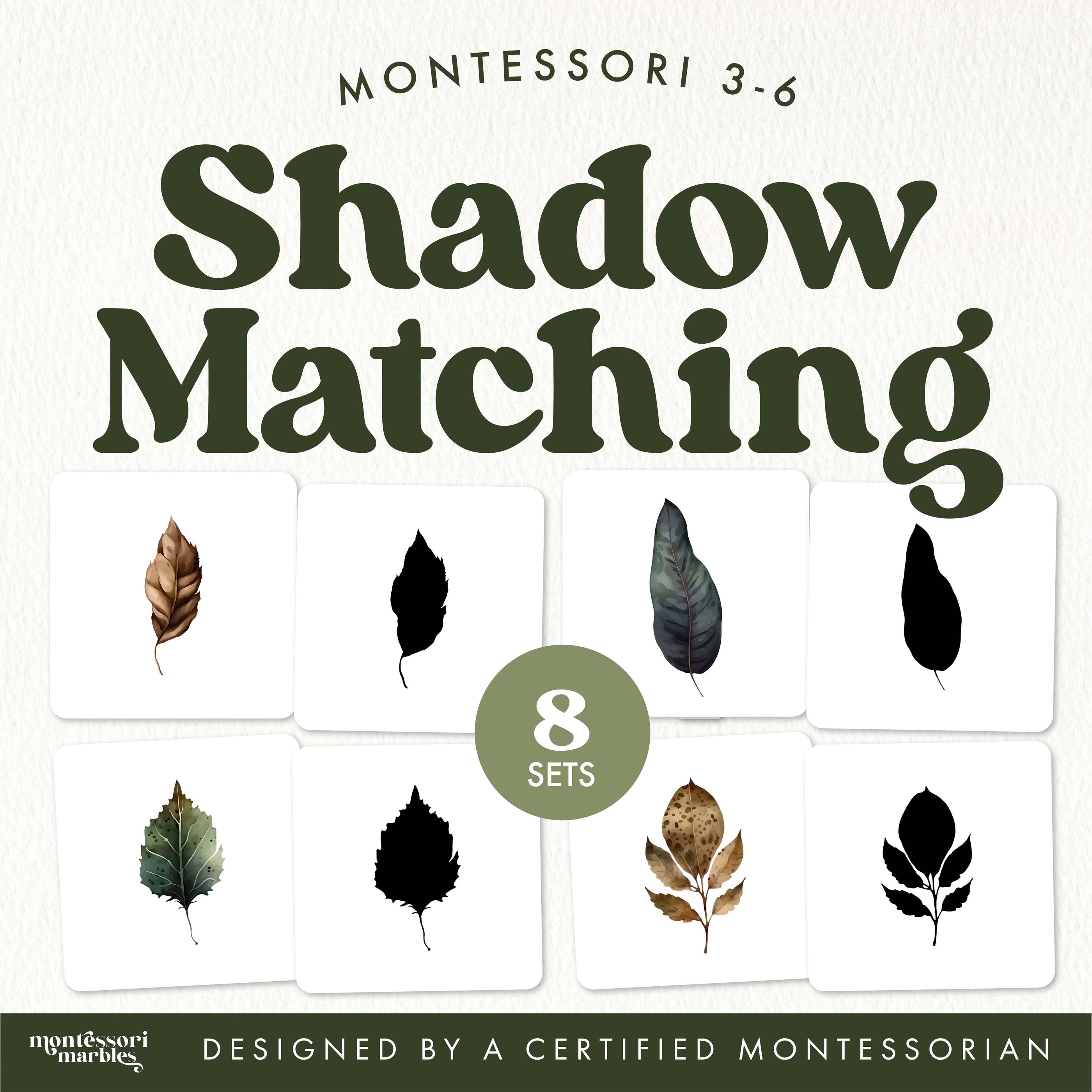 Leaves Shadow Matching — Montessori Marbles
