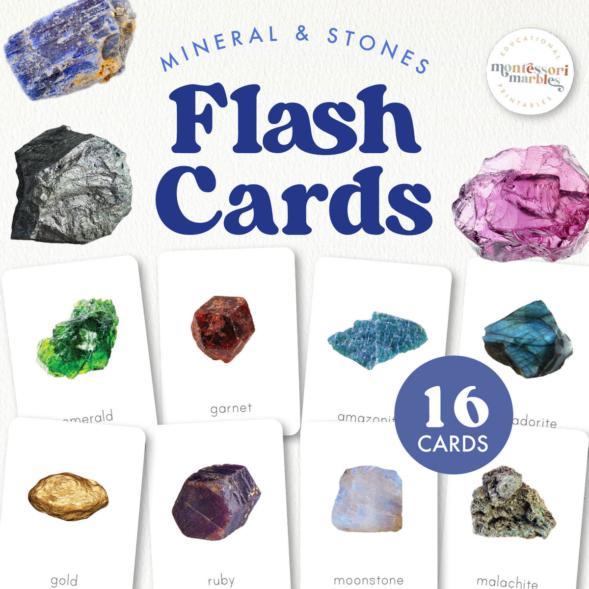 Minerals & Stones Flash Cards | 16 Rocks Geology Earth Science Ages 5-8 ...