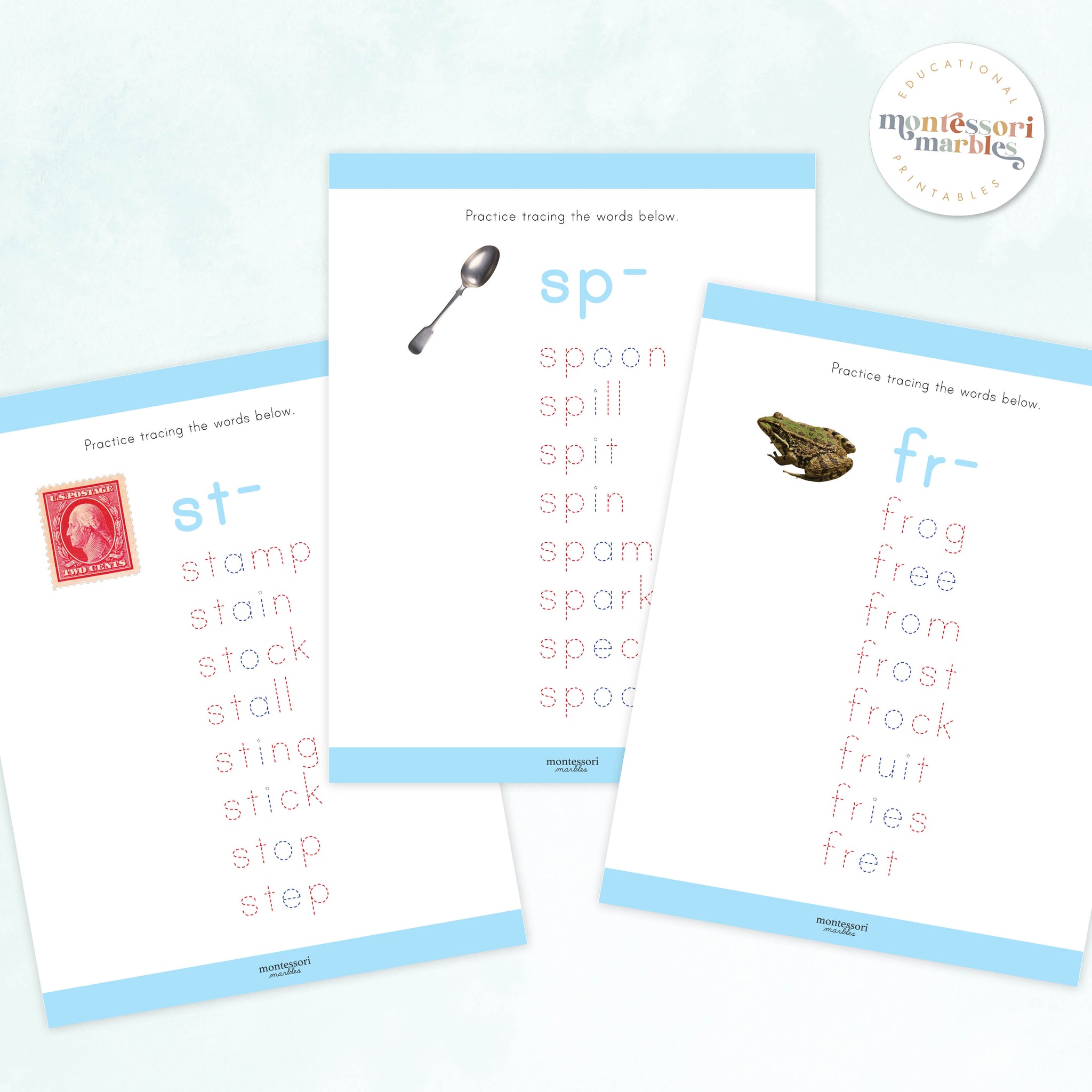 Montessori Blue Series Workbook | Beginning Blends – Montessori Marbles