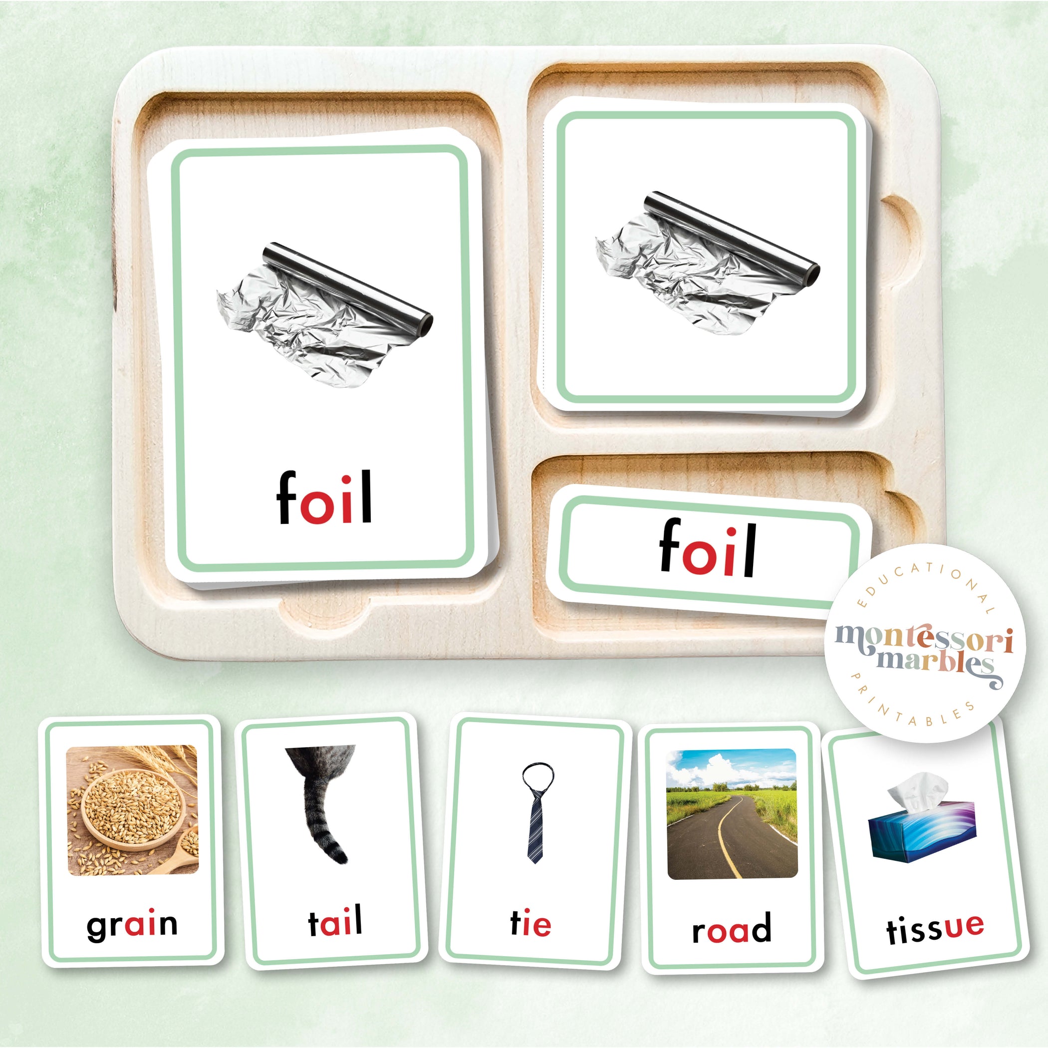 Green Series 3-Part Cards | Phonogram Reading Ages 6-8 — Montessori Marbles