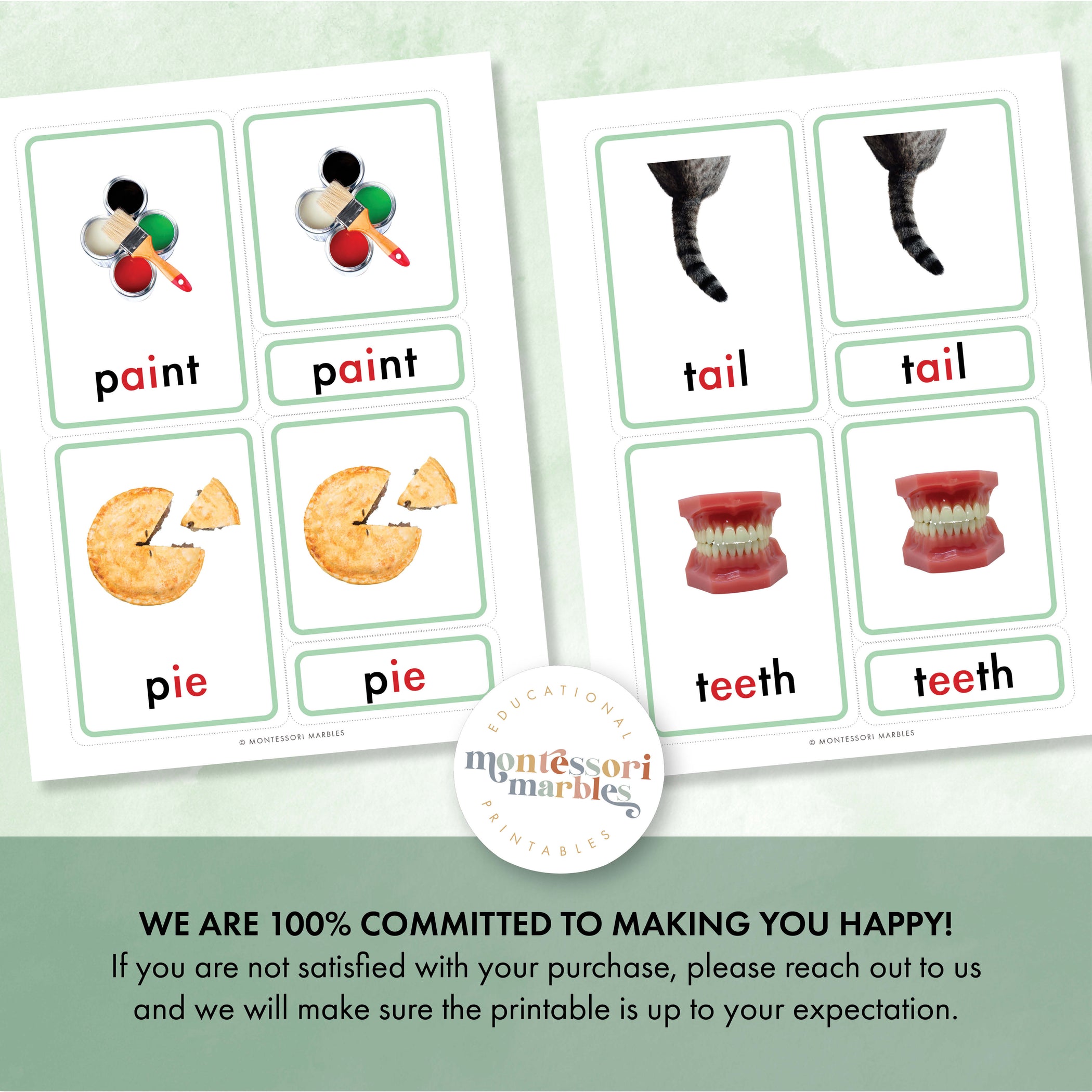 Green Series 3-Part Cards | Phonogram Reading Ages 6-8 — Montessori Marbles