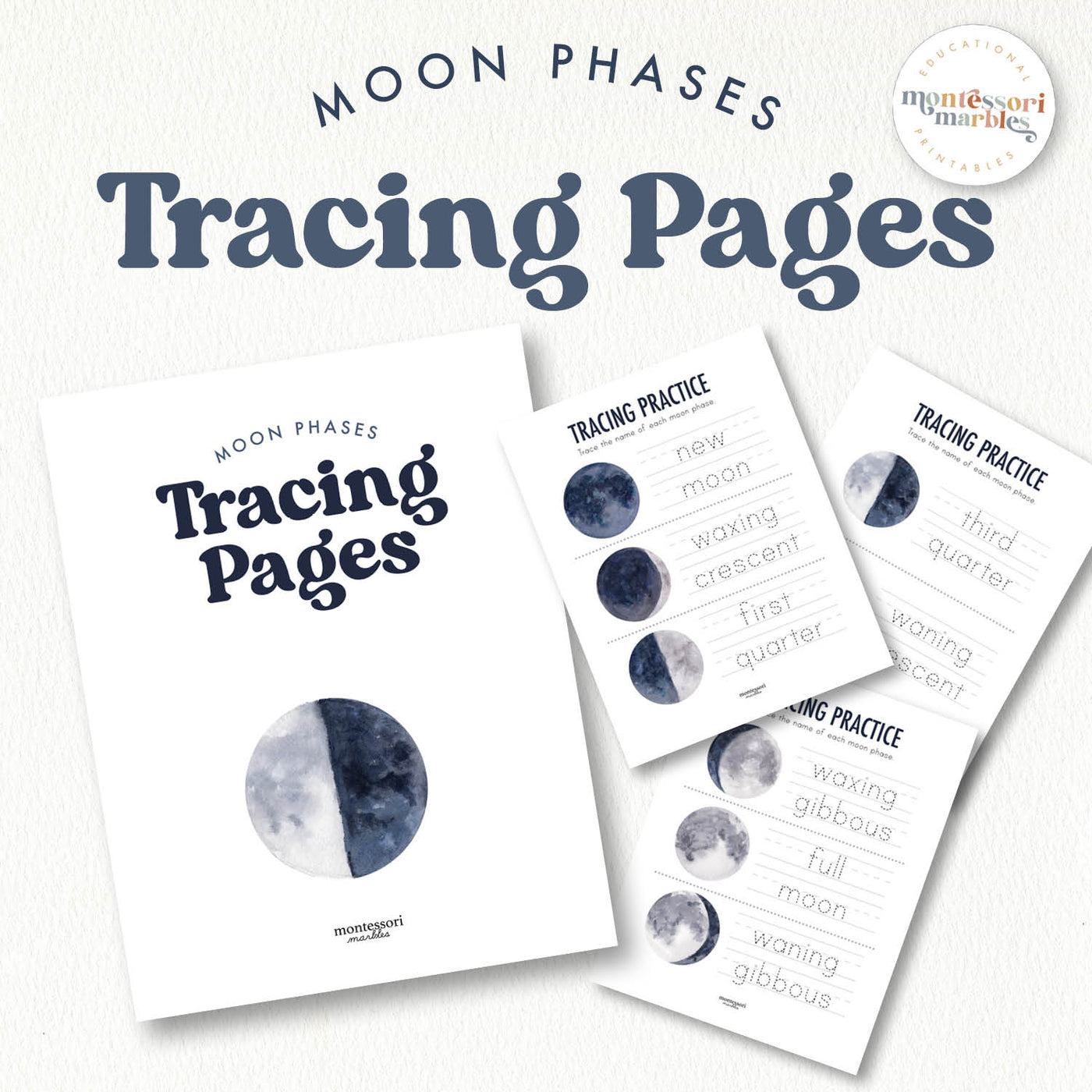 Moon Phases Tracing Pages | 8 Lunar Cycle Handwriting Ages 4-7 PDF ...
