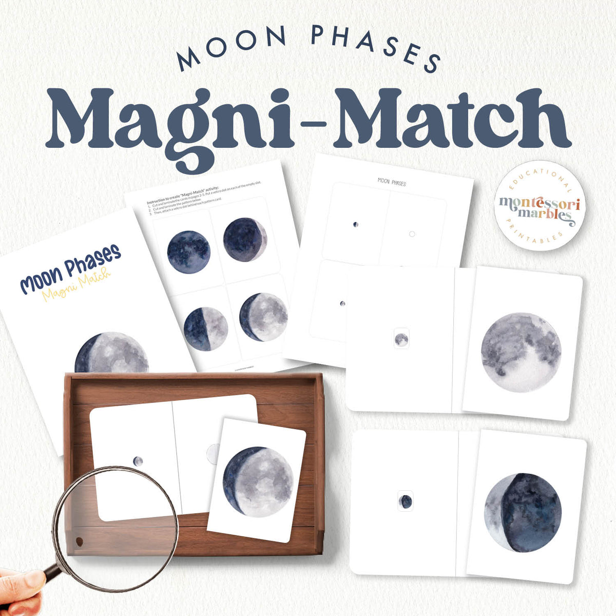 Moon Phases Magni Match | 8 Sets Magnifying Glass Astronomy Ages 4-8 ...