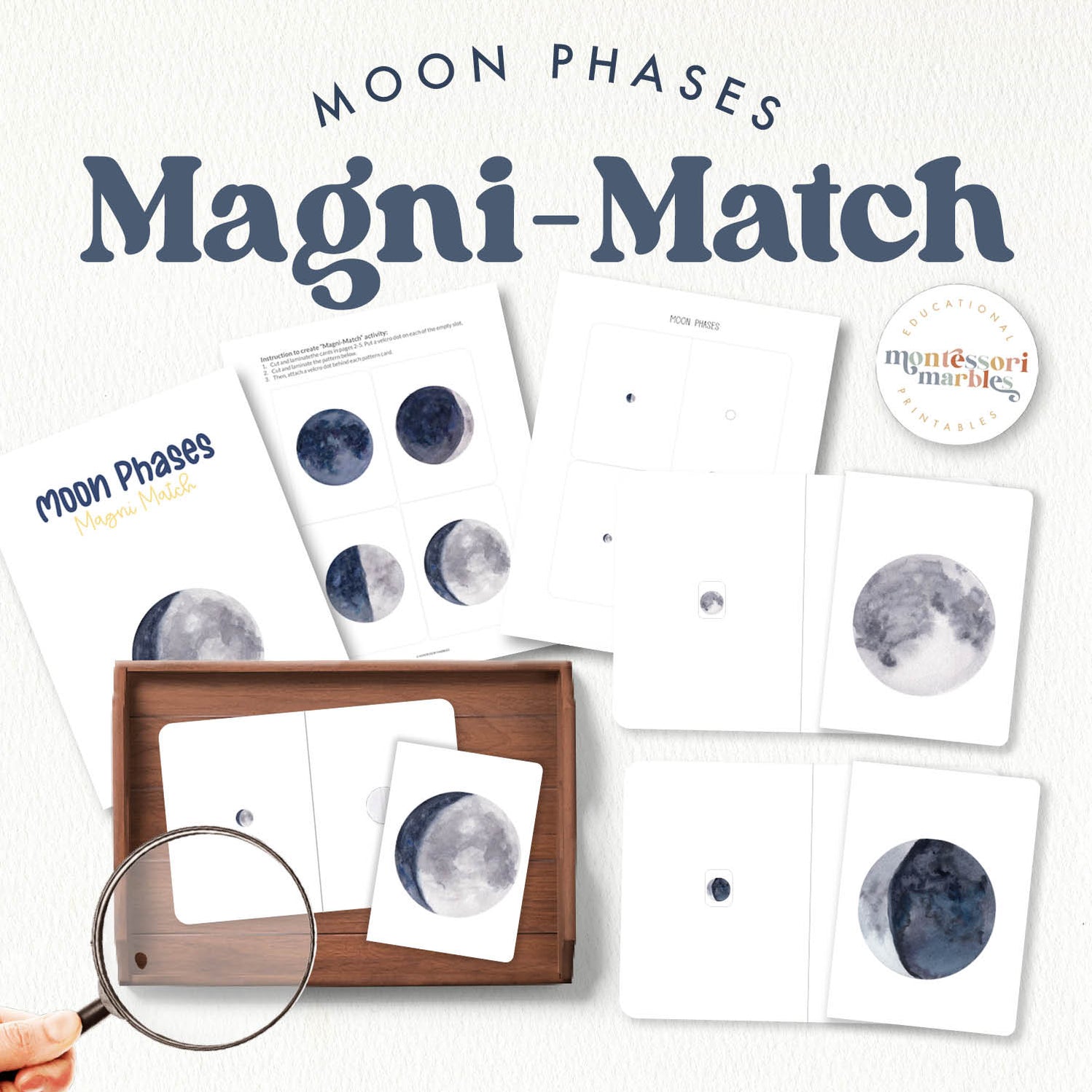 Moon Phases Magni Match | 8 Sets Magnifying Glass Astronomy Ages 4-8 ...