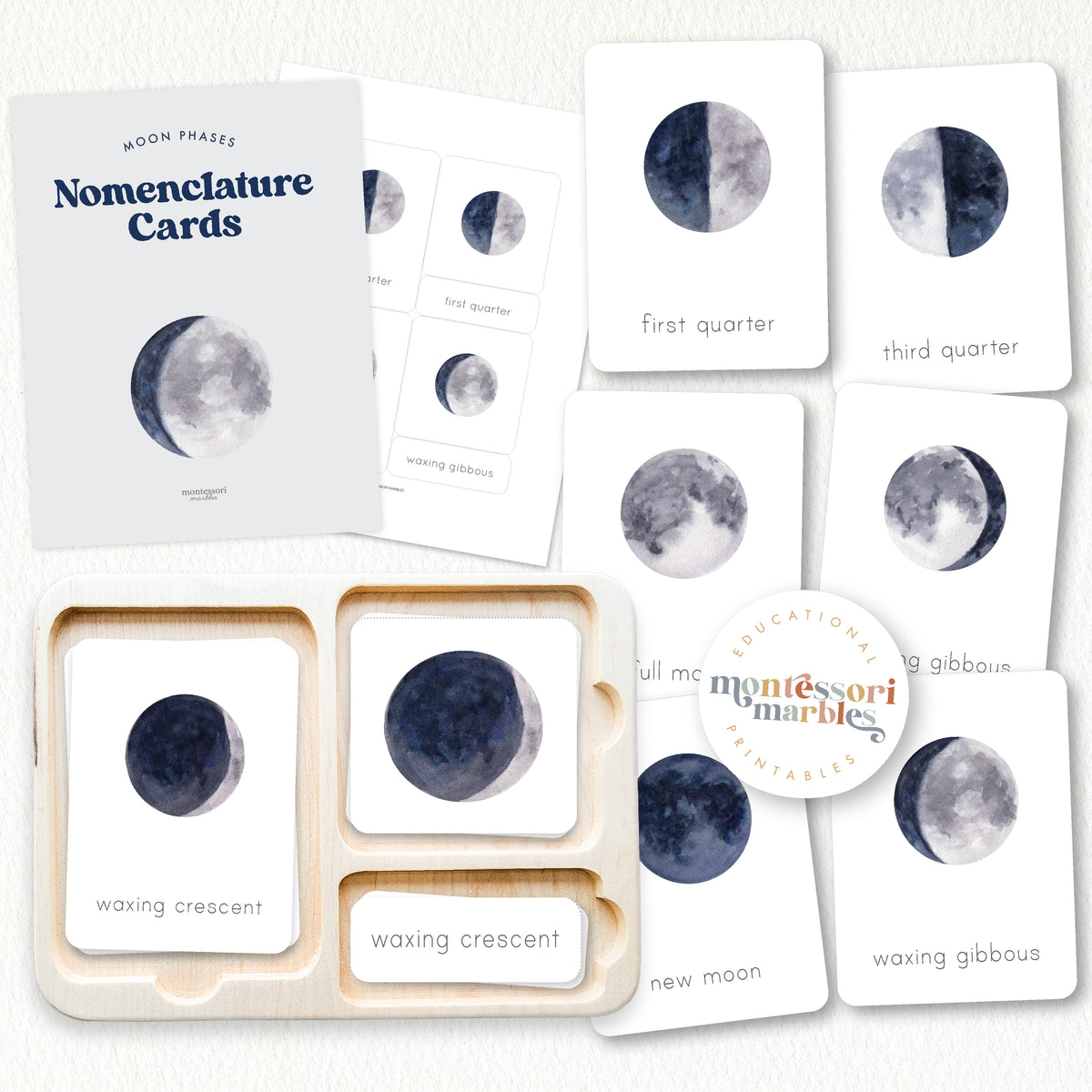 Moon Phases Nomenclature Cards | Montessori Printable Activities ...