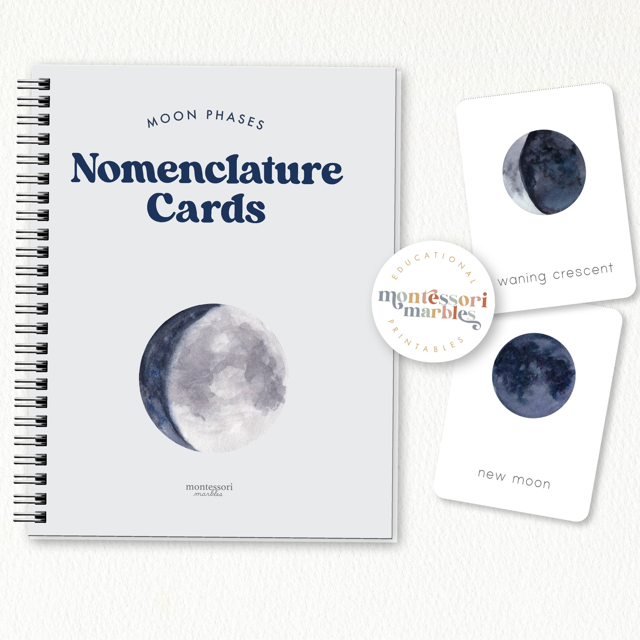 Moon Phases Nomenclature Cards | Montessori Printable Activities ...