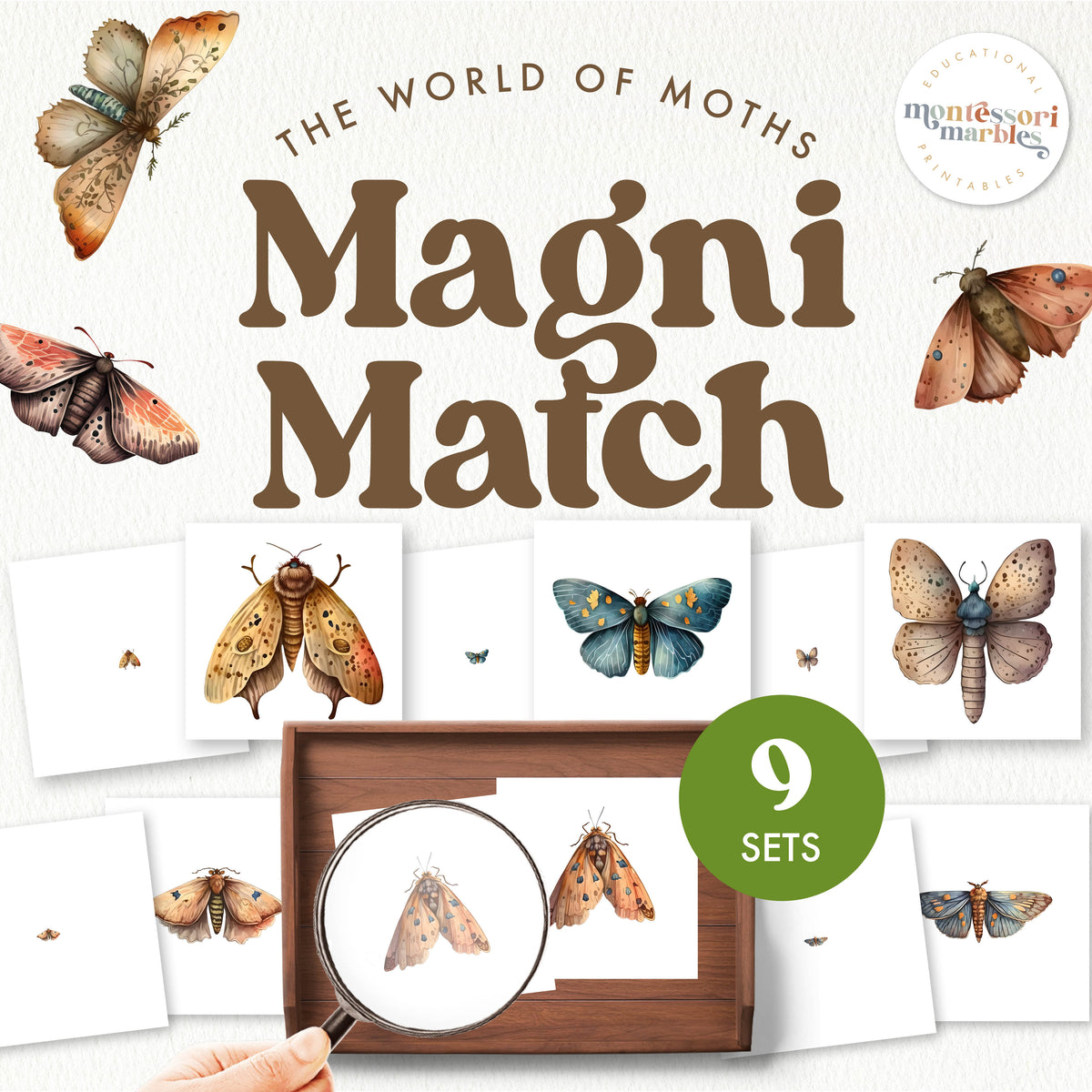 Moths Magni Match | 9 Sets Magnifying Glass Insect Nature Ages 4-7 ...