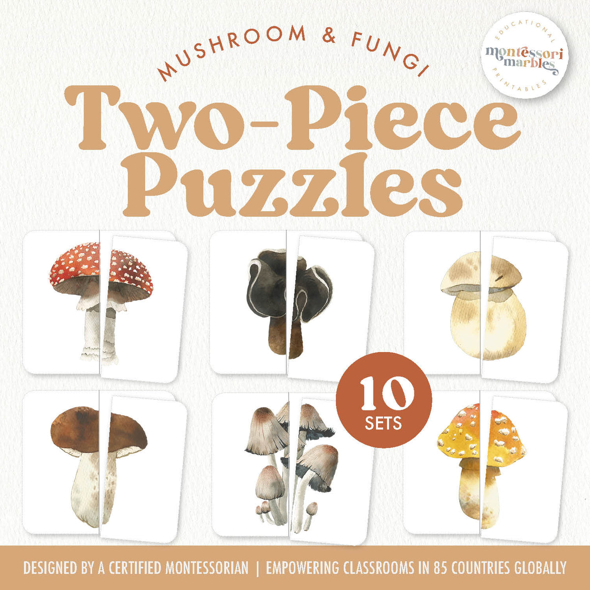 Mushroom Two-Piece Puzzles | 10 Sets Fungi Matching Ages 2-5 PDF ...