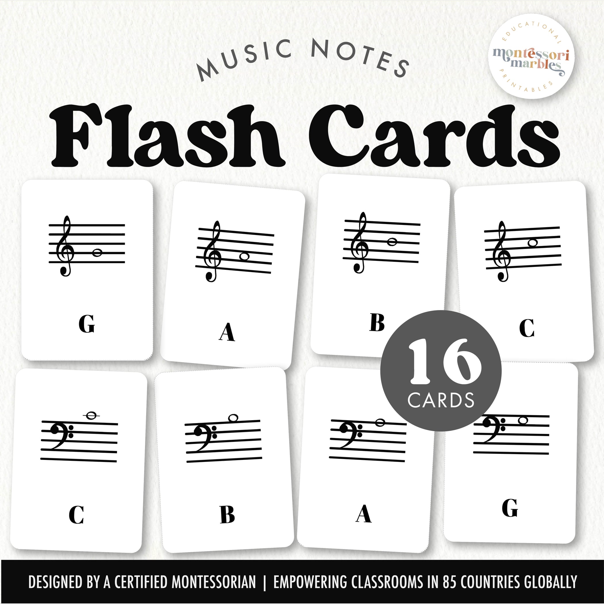Music Notes Flash Cards | 16 Music Reading Education Ages 5-8 PDF ...