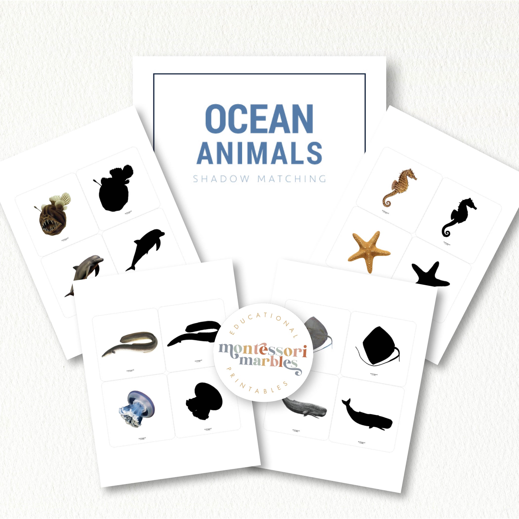 Ocean Animals Shadow Matching | Montessori Printable Resources ...