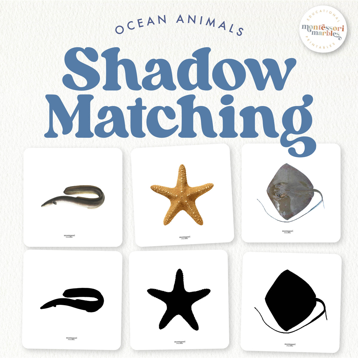 Ocean Animals Shadow Matching | Montessori Printable Resources ...