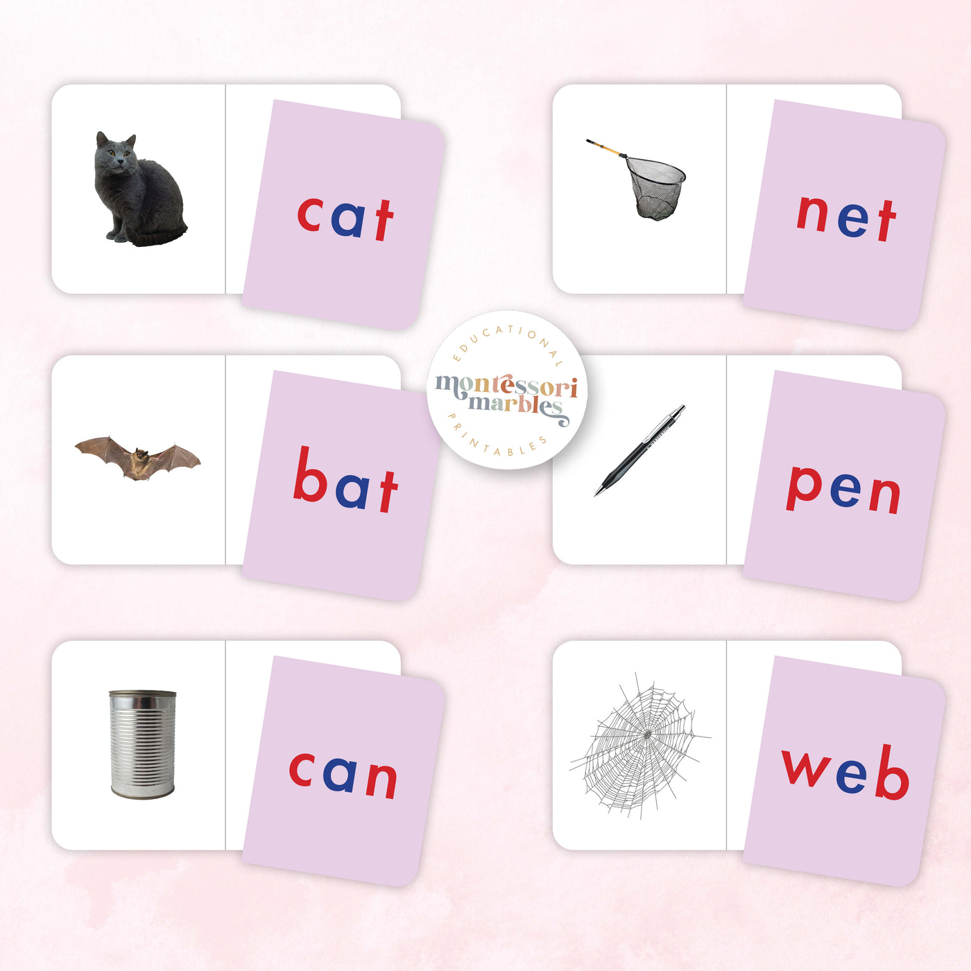 Picture Word Matching Cards | CVC Activities Ages 4-6 — Montessori Marbles