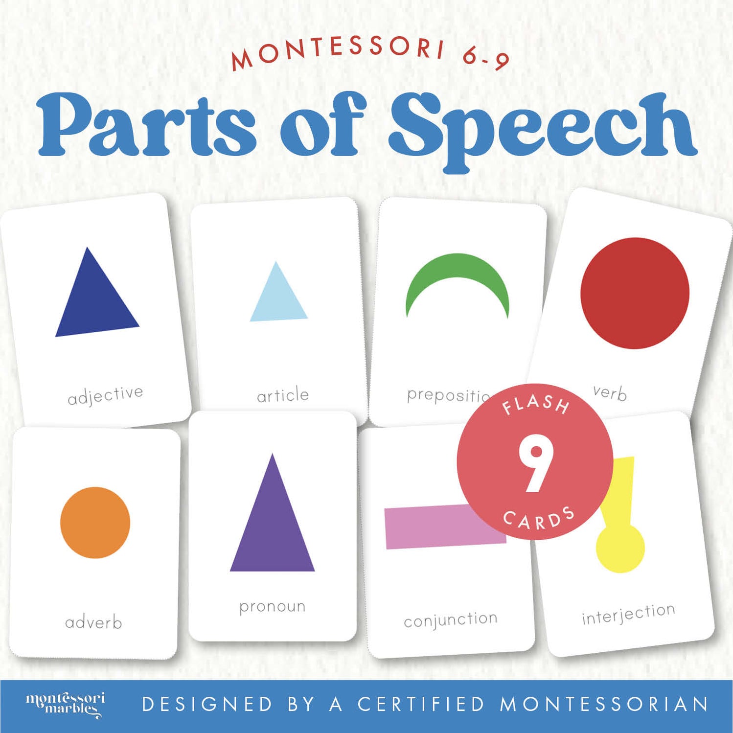 Grammar Symbols Flash Cards | Montessori Parts of Speech Ages 6-9 PDF ...
