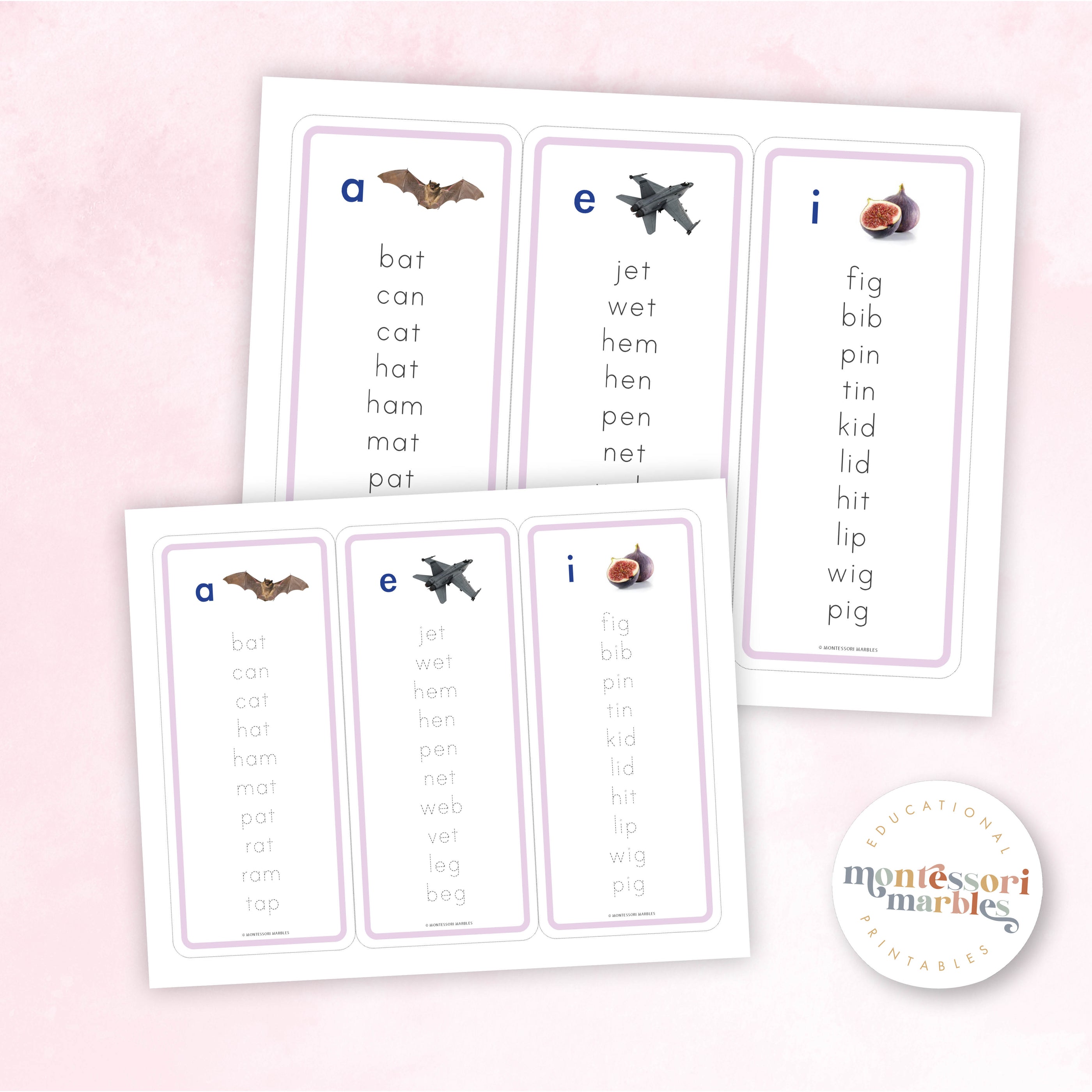 Pink Series Word Lists | CVC Words for Reading Ages 4-6 — Montessori ...