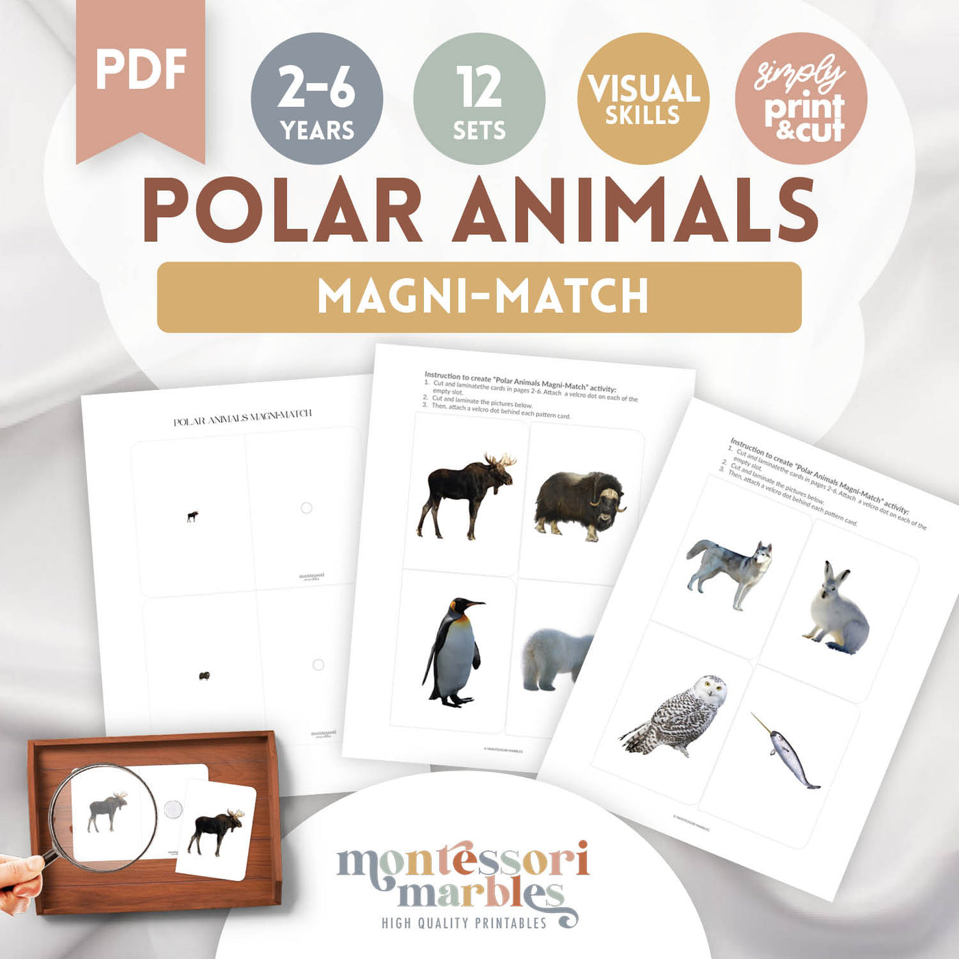 Polar Animals Magni-Match — Montessori Marbles