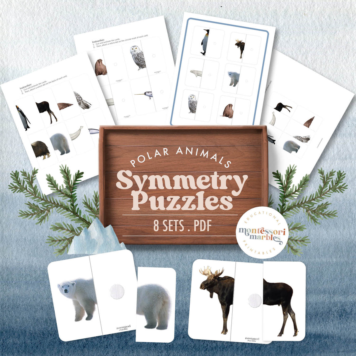 Polar Animals Two-Piece Puzzles | Symmetry Activity Ages 4-7 PDF ...