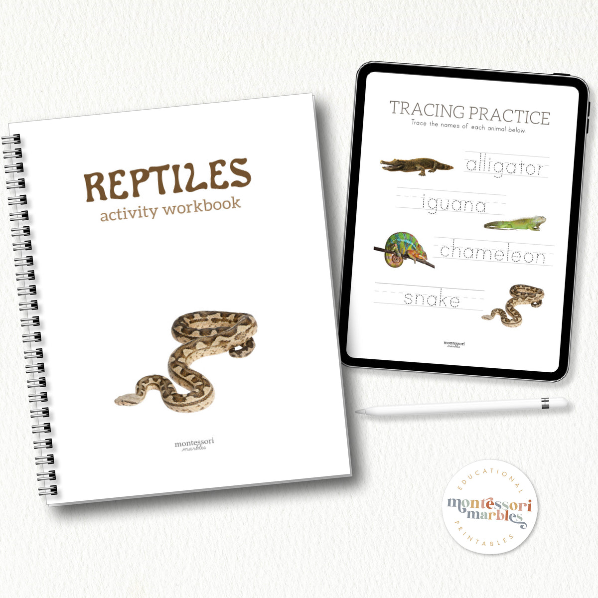 Reptiles Activity Workbook – Montessori Marbles
