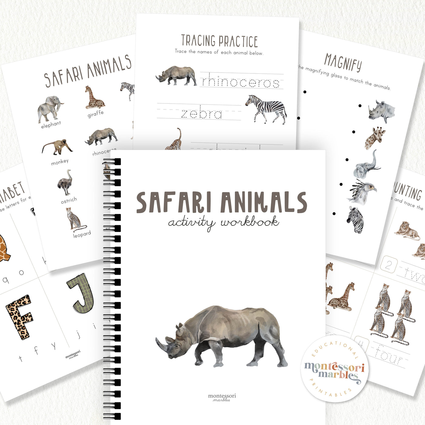 Safari Animals Workbook PreK Kindergarten | 10 Color Pages Ages 3-8 PDF ...