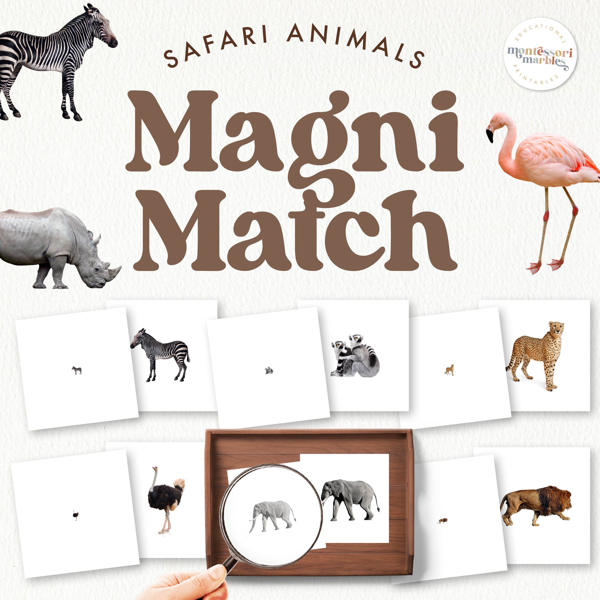 Safari Animals Magni Match | Matching Cards Real Photos Ages 3-6 PDF ...