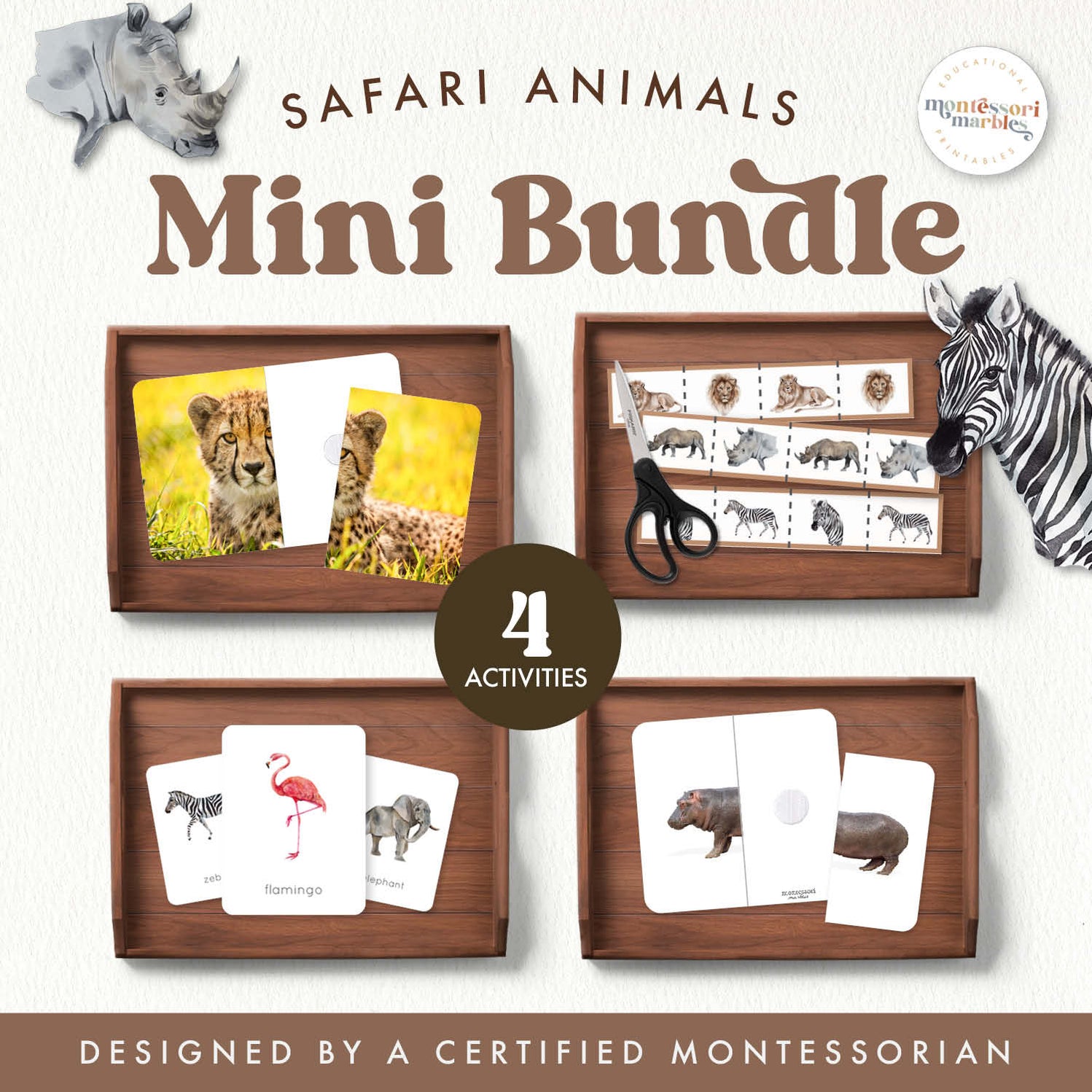 Safari Animals Activity Bundle | 4 Montessori Printables Ages 2-4 PDF ...