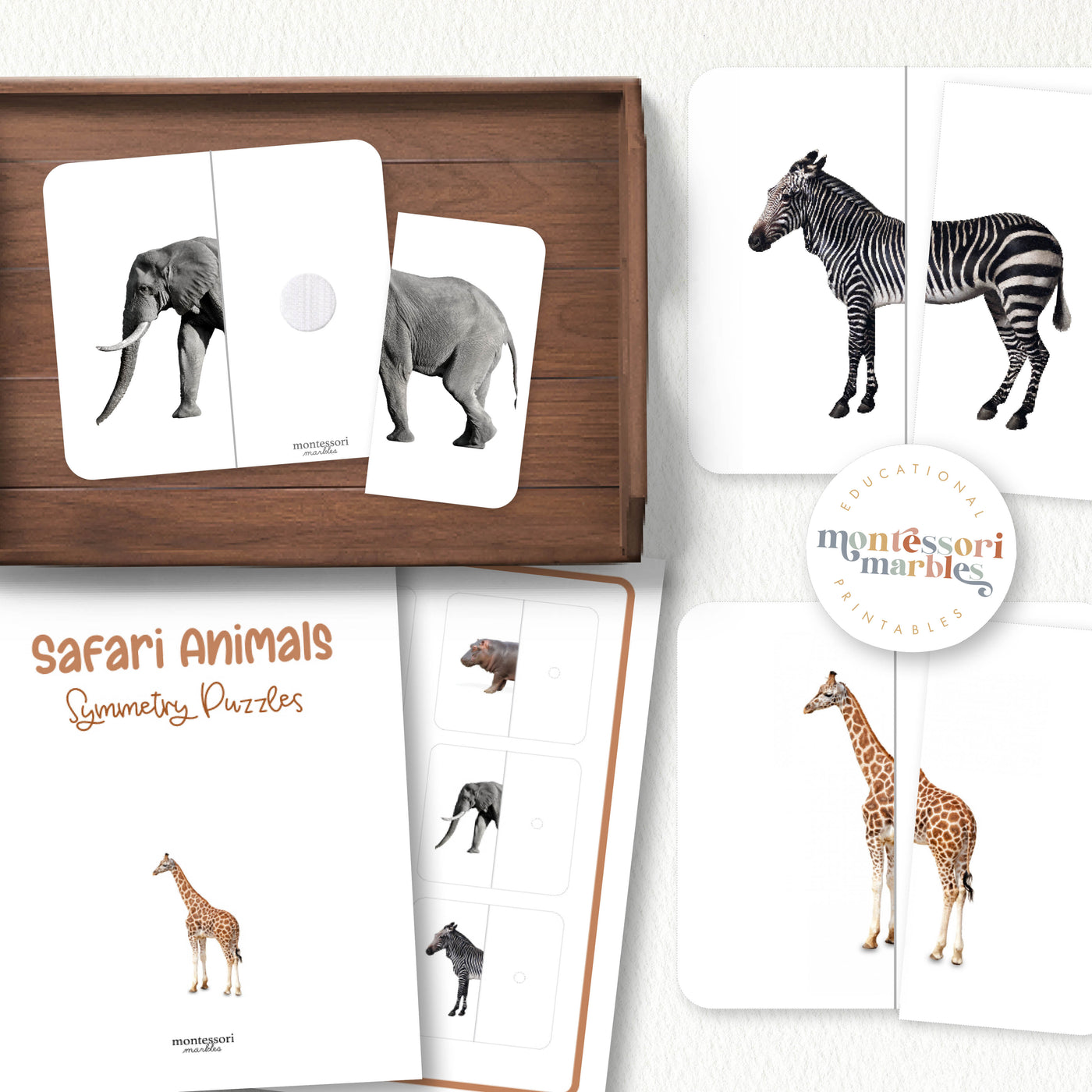 Safari Animals Two-Piece Puzzles | Visual Skills Ages 3-6 PDF ...